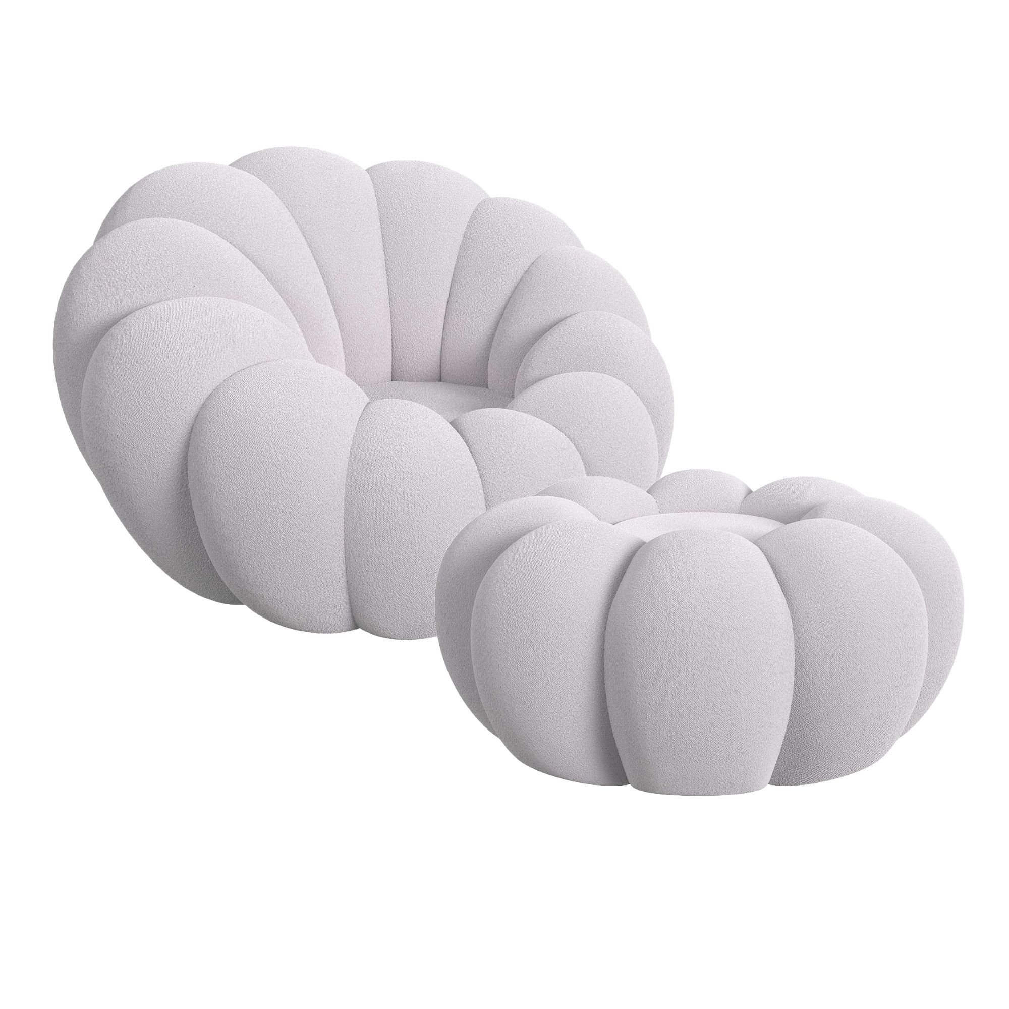 Trule Pumpkin Swivel Chair and Ottoman in Grey | Wayfair