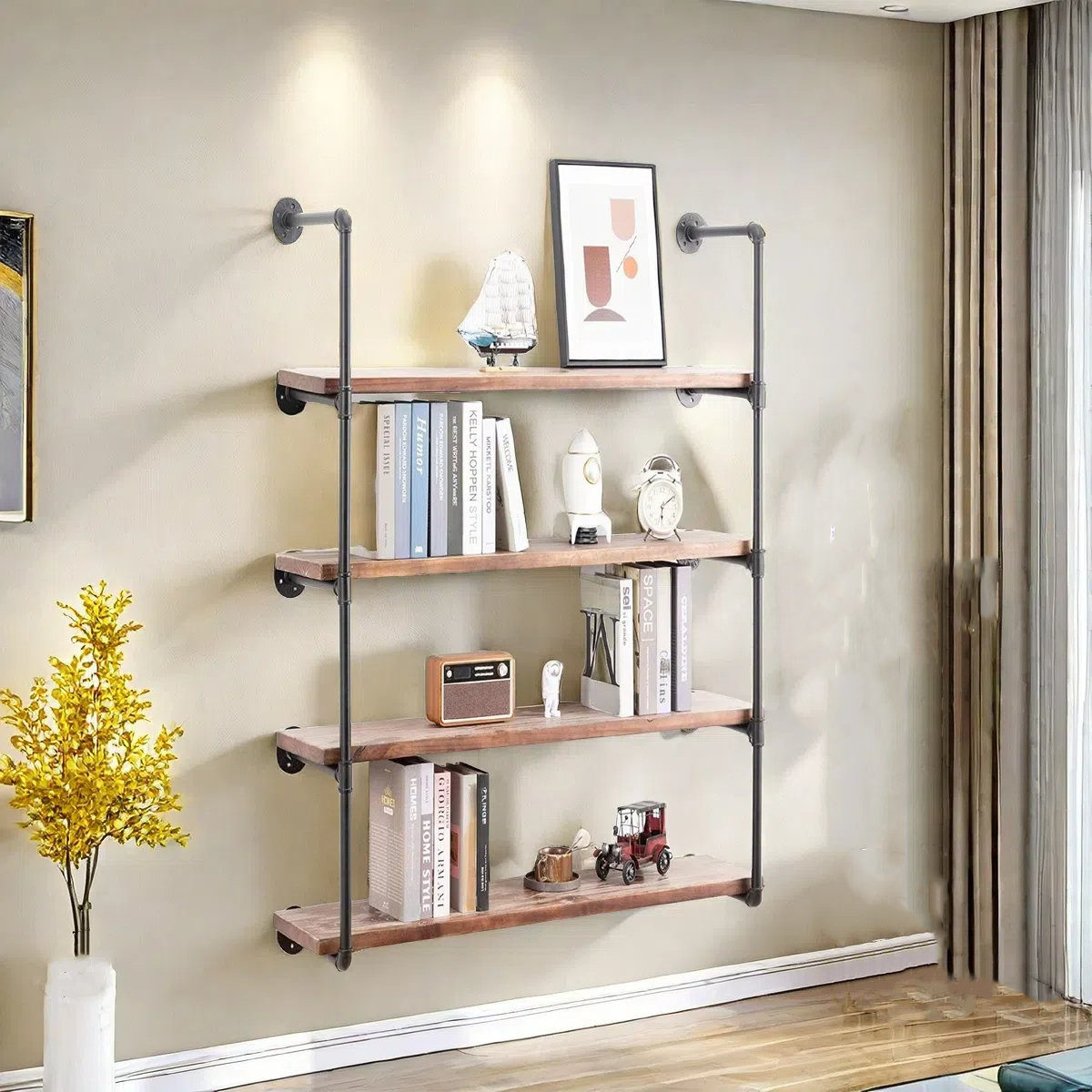 Trent Austin Design® Industrial Wall Mounted Pipe Shelving,Rustic Metal ...