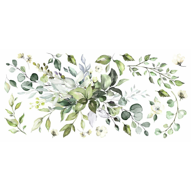 August Grove® Watercolor Floral Arrangement Peel and Stick Giant Wall ...