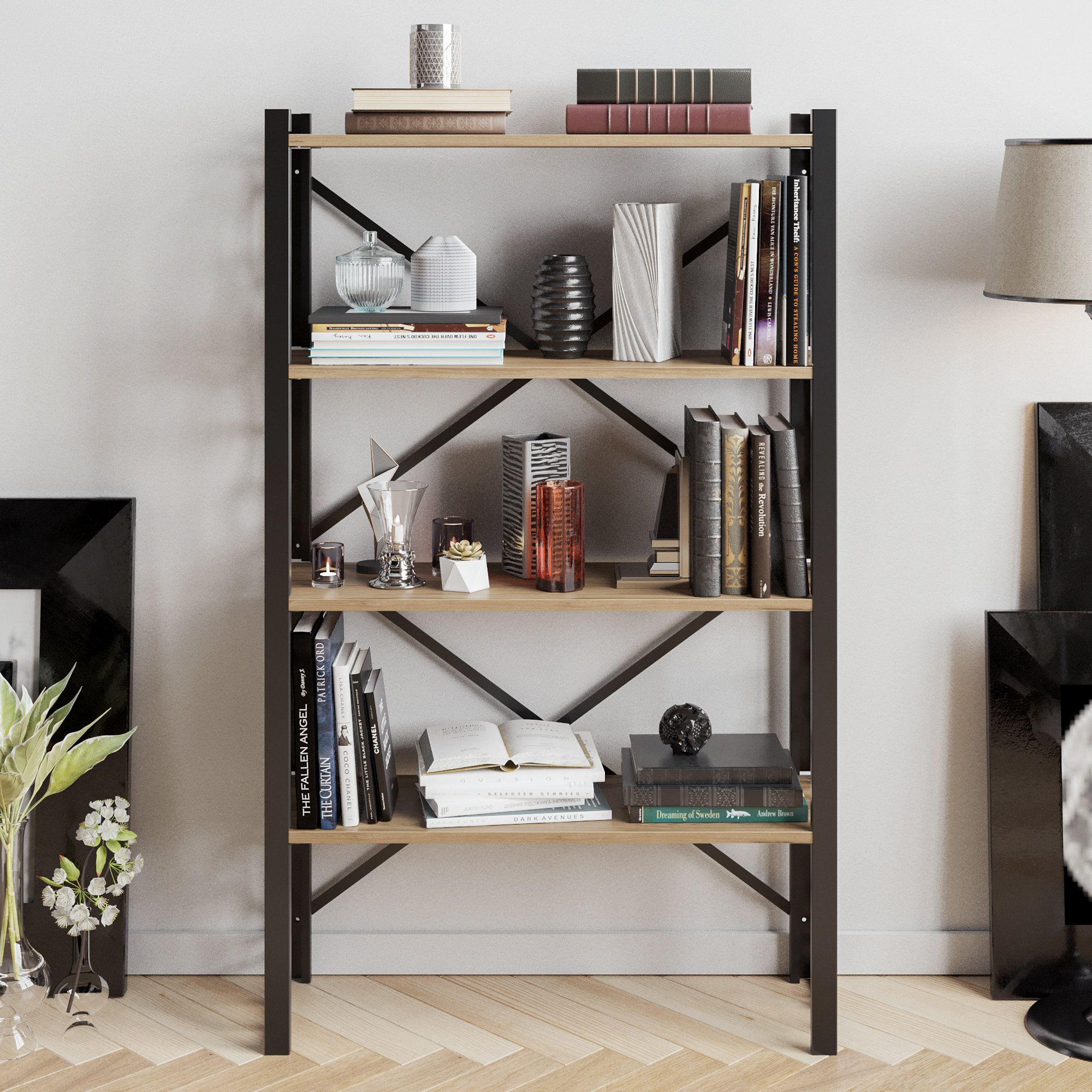Orren Ellis Kenison 58" H x 35" W Metal Etagere Bookcase & Reviews ...