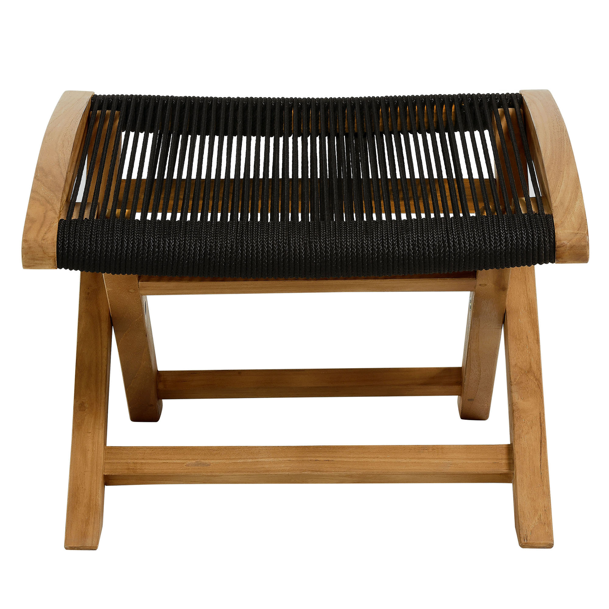 Modway Vienna Outdoor Patio Teak And Rope Folding Ottoman In Natural ...