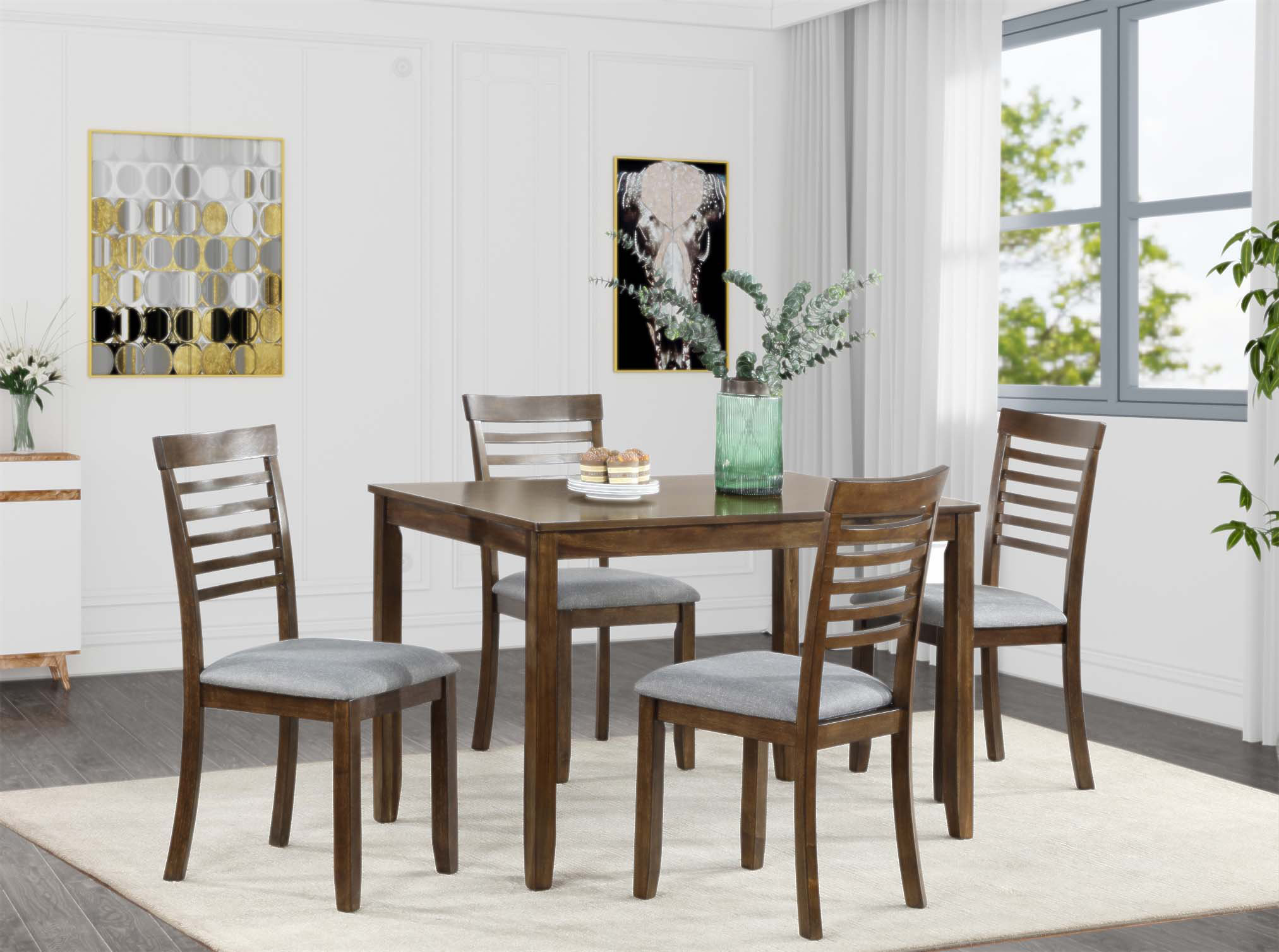Red Barrel Studio 5 Piece Modern Dining Set, Rectangular Wooden Table ...
