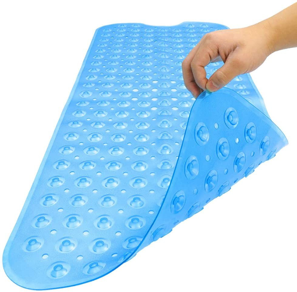 Symple Stuff Clear Blue Oval Non Slip Bath Mat | Wayfair
