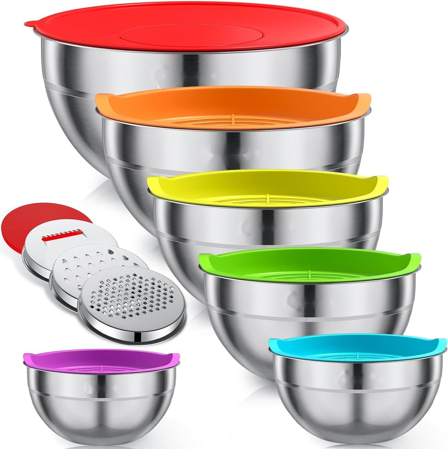 Toledo Bath & Kitchen Mixing Bowls With Colorful Airtight Lids, 6 Piece ...