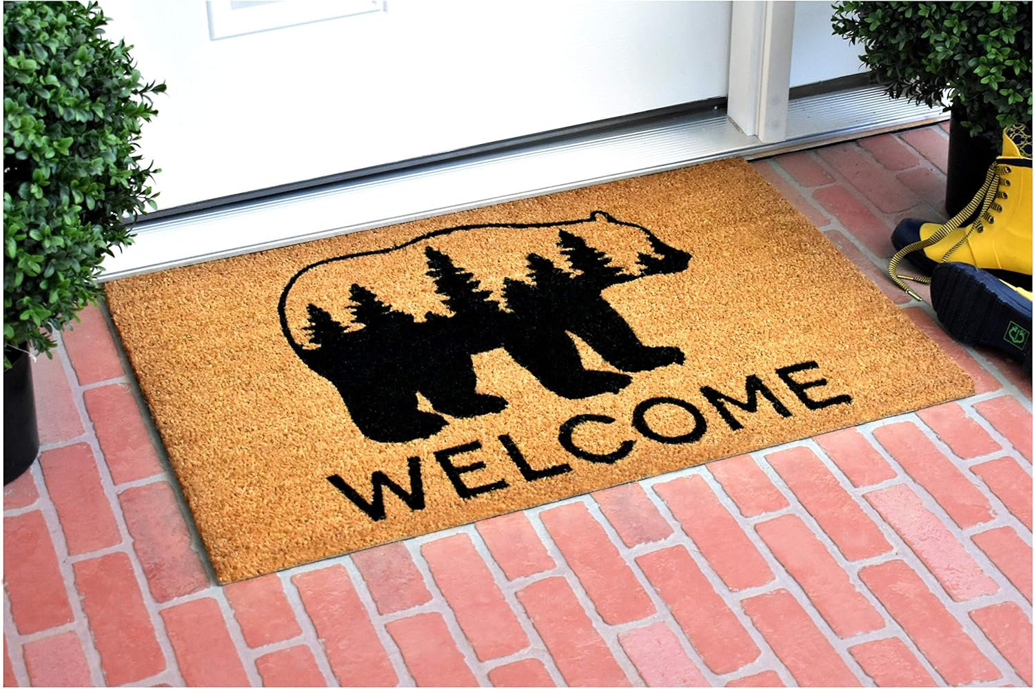 Millwood Pines Bear Country Doormat,24 X 36,Natural/Black | Wayfair