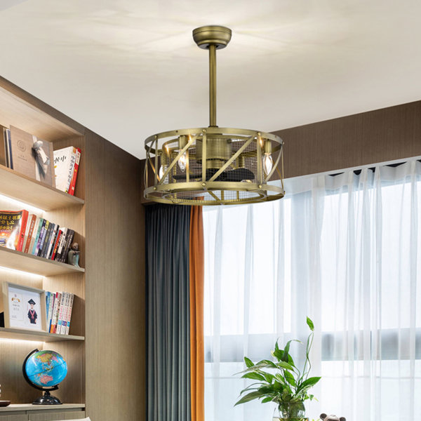 17 Stories Hilma 19.76'' Ceiling Fan Small and Functional Caged Ceiling ...