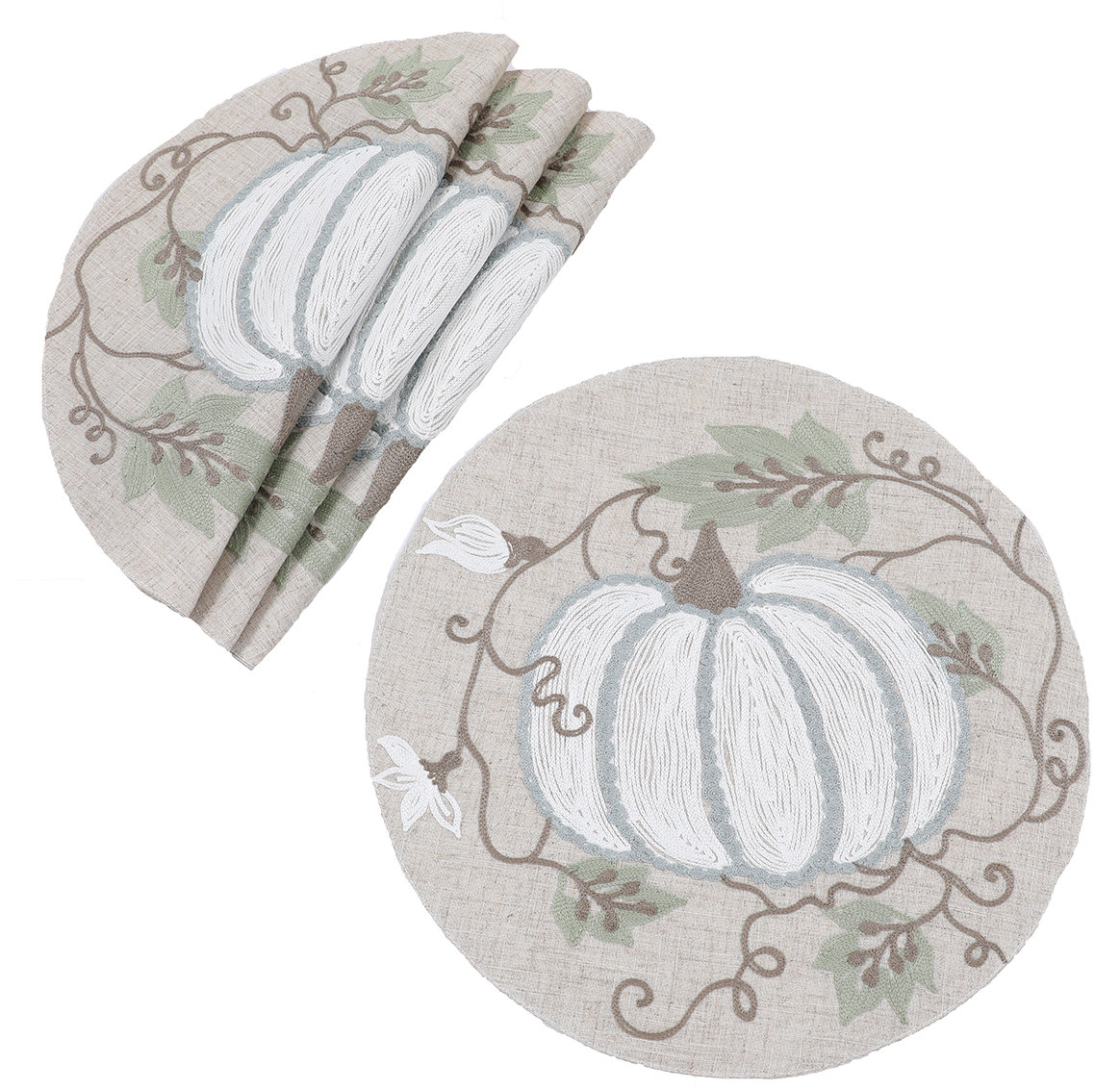 August Grove® Trumble Harvest Pumpkins and Vines Crewel Embroidered ...