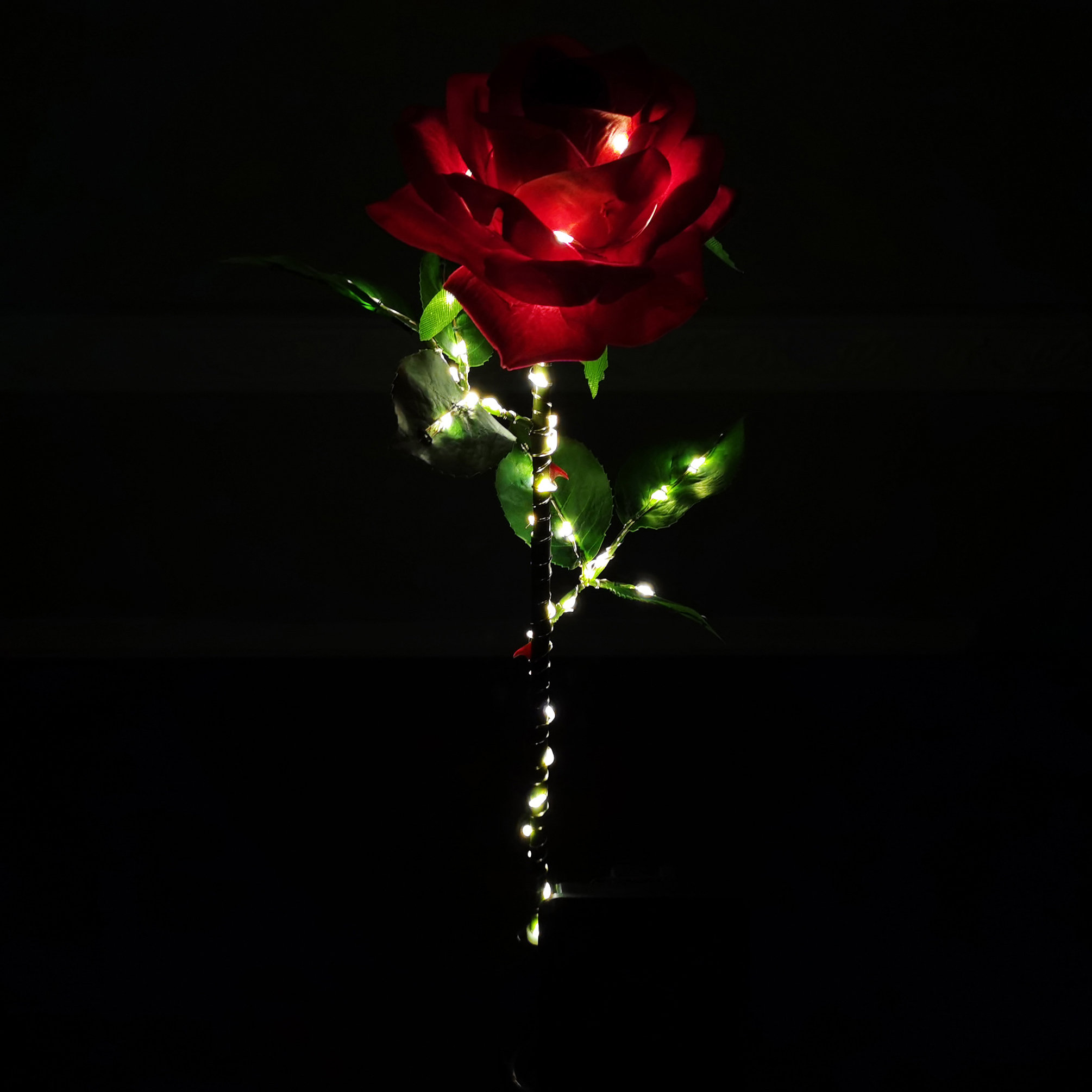 Arlmont & Co. Lillia 16" Tall Lighted Red Rose Flower, Artificial ...