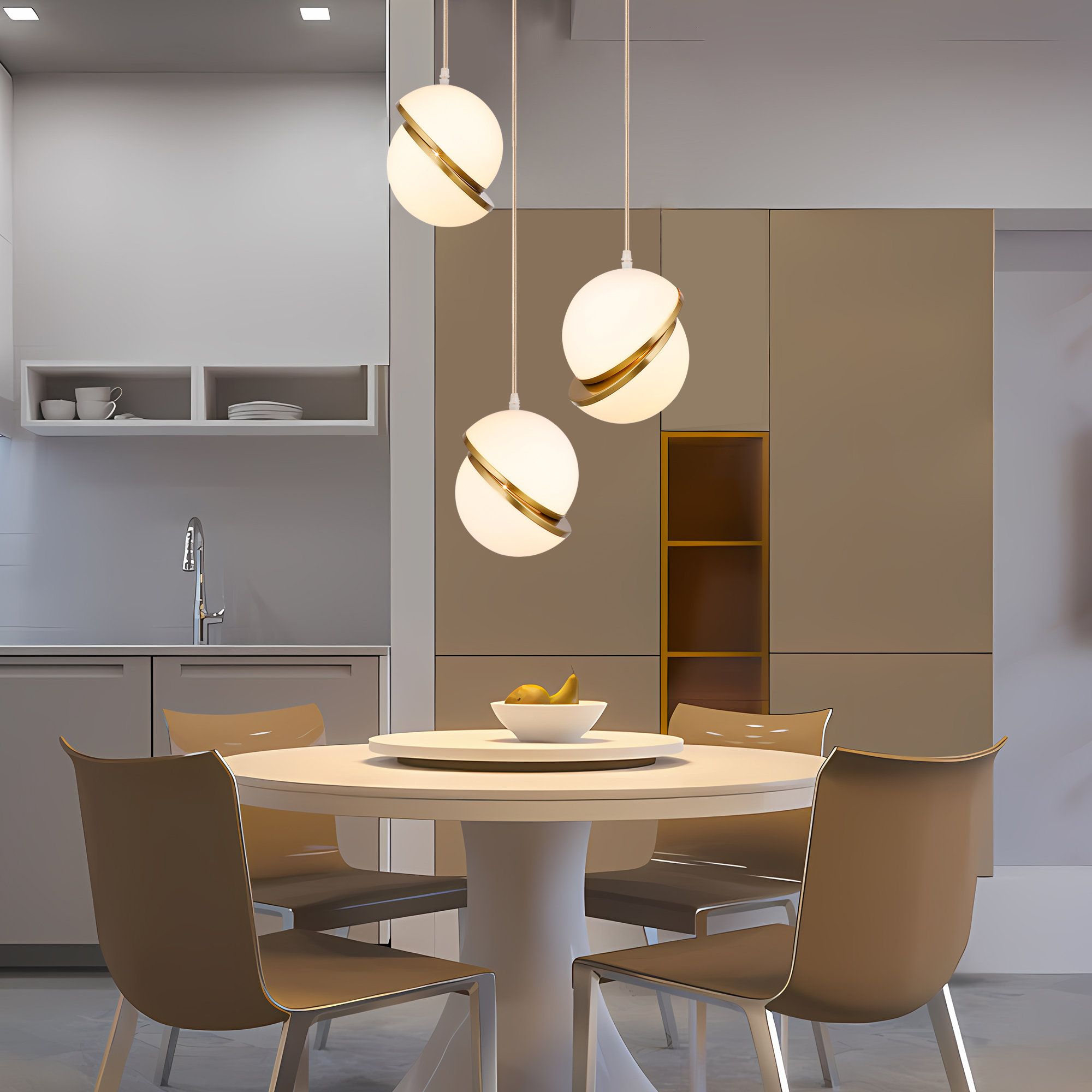 Mercer41 Rivaan 3 - Multi-Pendant Lamp Adjustable Glass Globe Mini ...