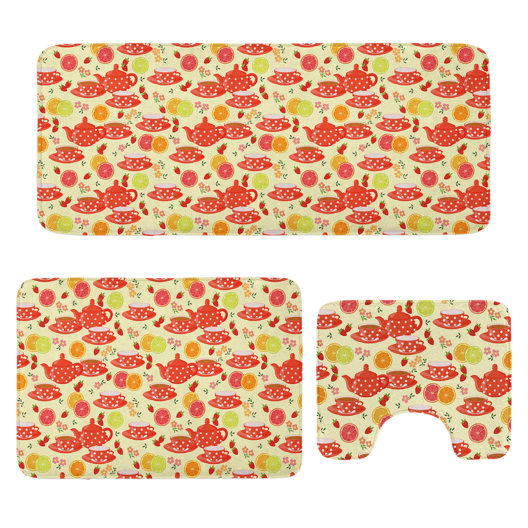 East Urban Home Yellow Bathroom Rug Set 3 Pieces U-Shape & Rectangle ...