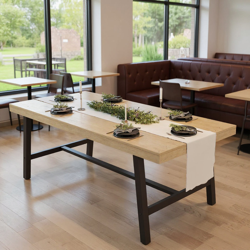 Ebern Designs 71 Inch Rectangular Dining Table, With Adjustable Feet ...