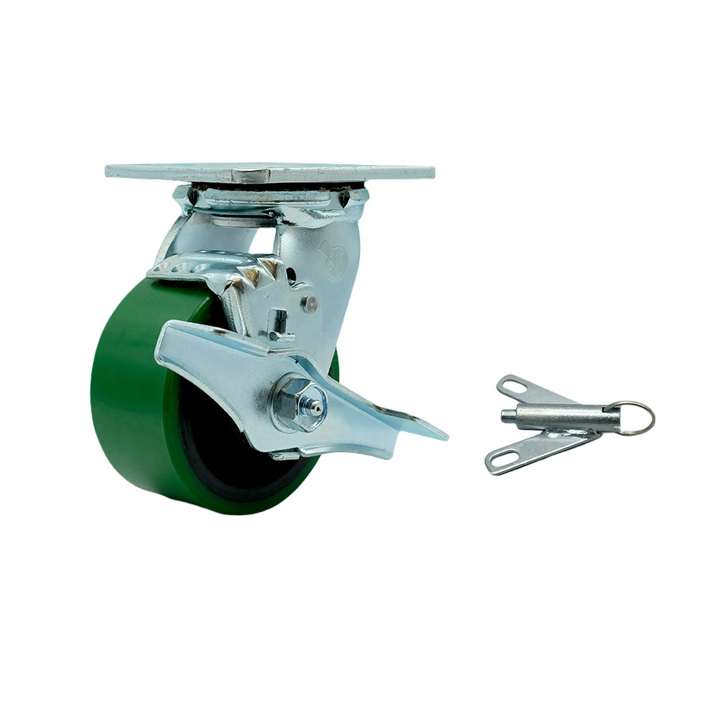 Service Caster Poly on Cast Iron Caster with Ball Bearing and Brake ...