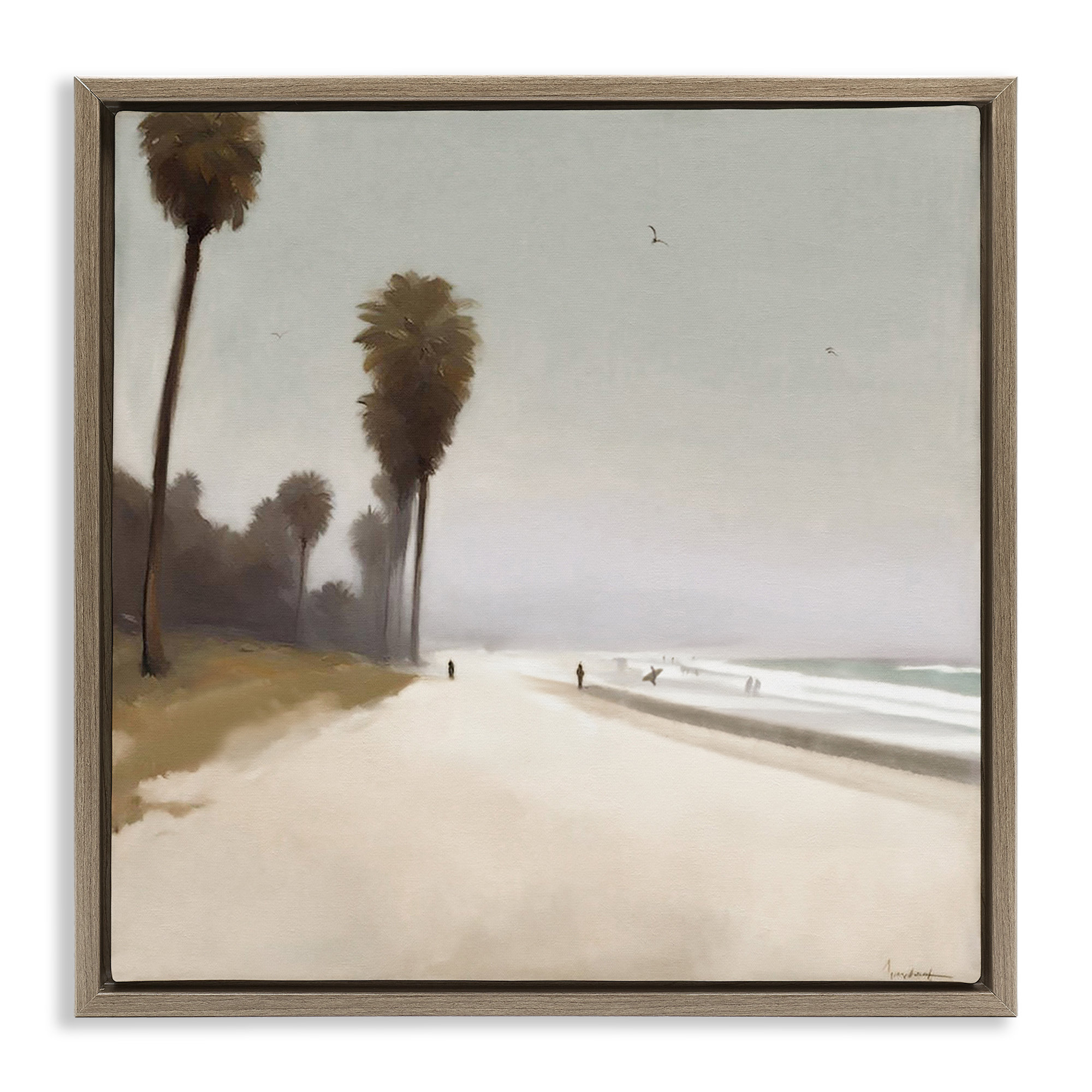Dovecove Palm Lined Beach Framed Floater Canvas Wall Art By Noah Bay ...
