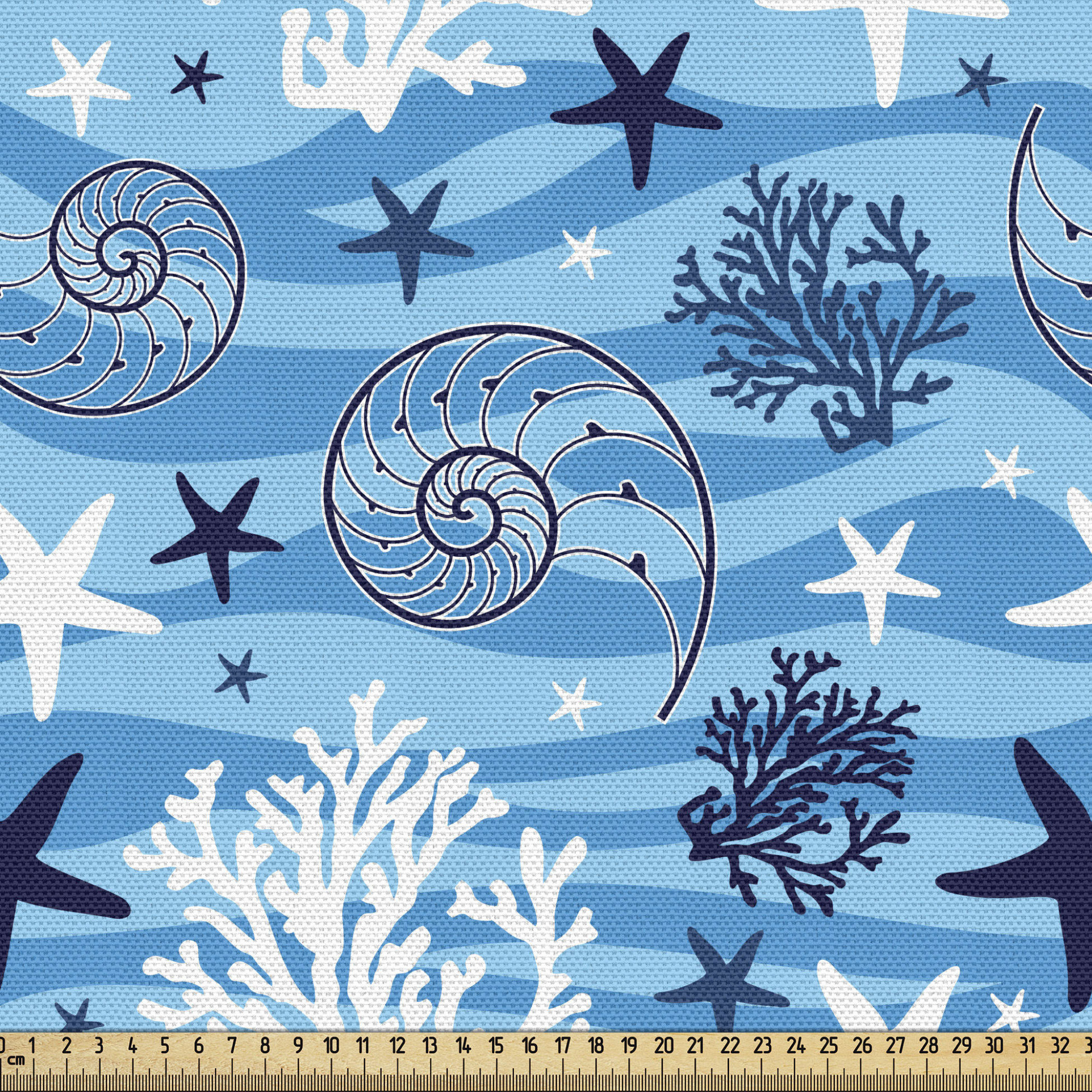 East Urban Home fab_50658Sea Shells Fabric By The Yard, Abstract ...