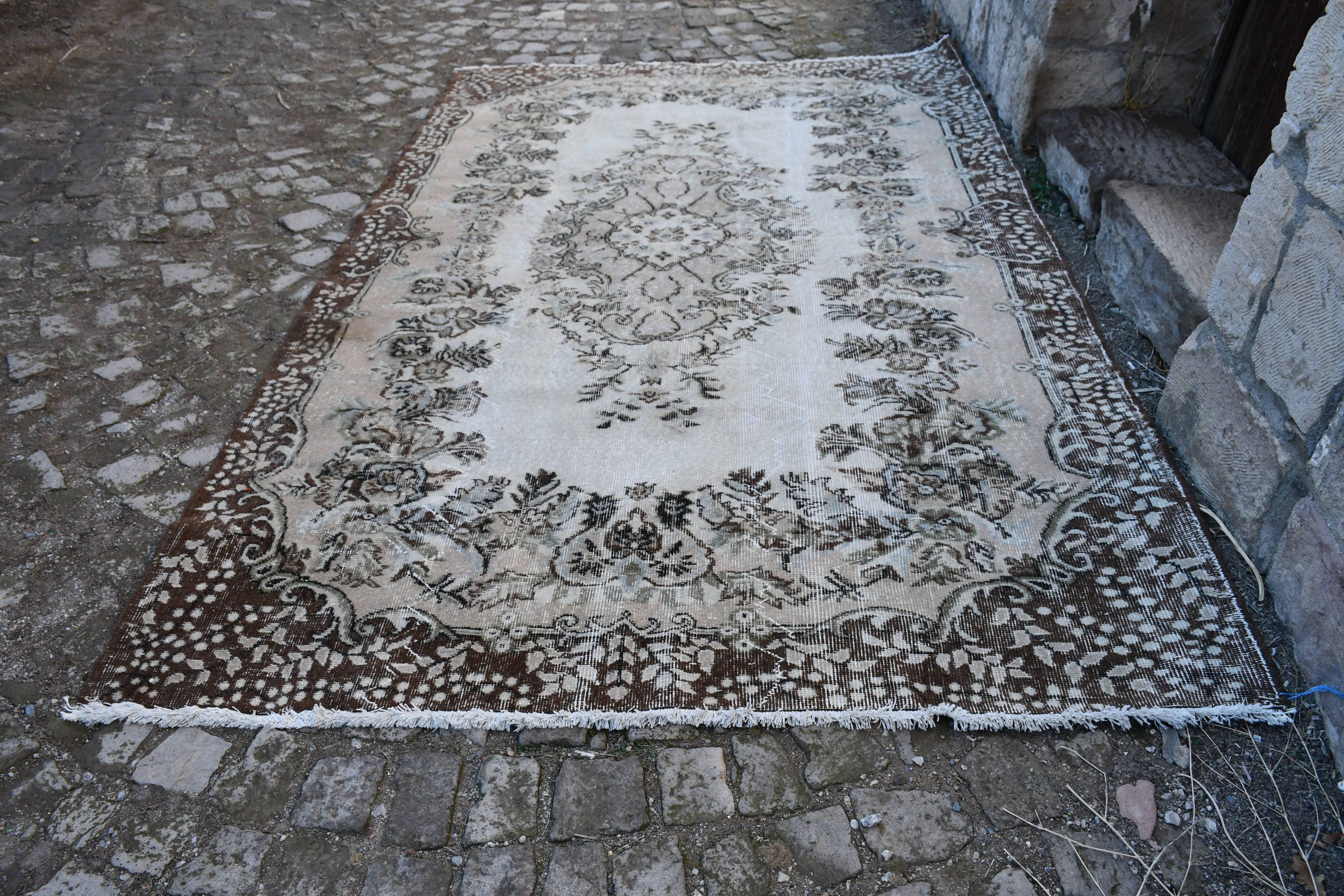 Bungalow Rose Handcrafted Vintage Turkish Elegance Rug in Brown for ...