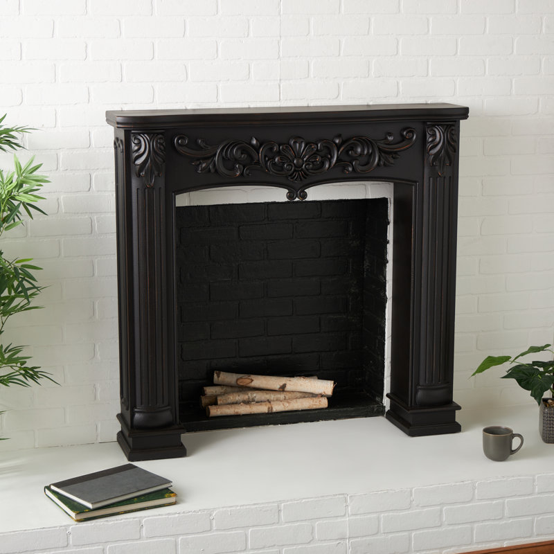 Alcott Hill® Cole And Grey Wooden Freestanding Scroll Fireplace Mantle ...