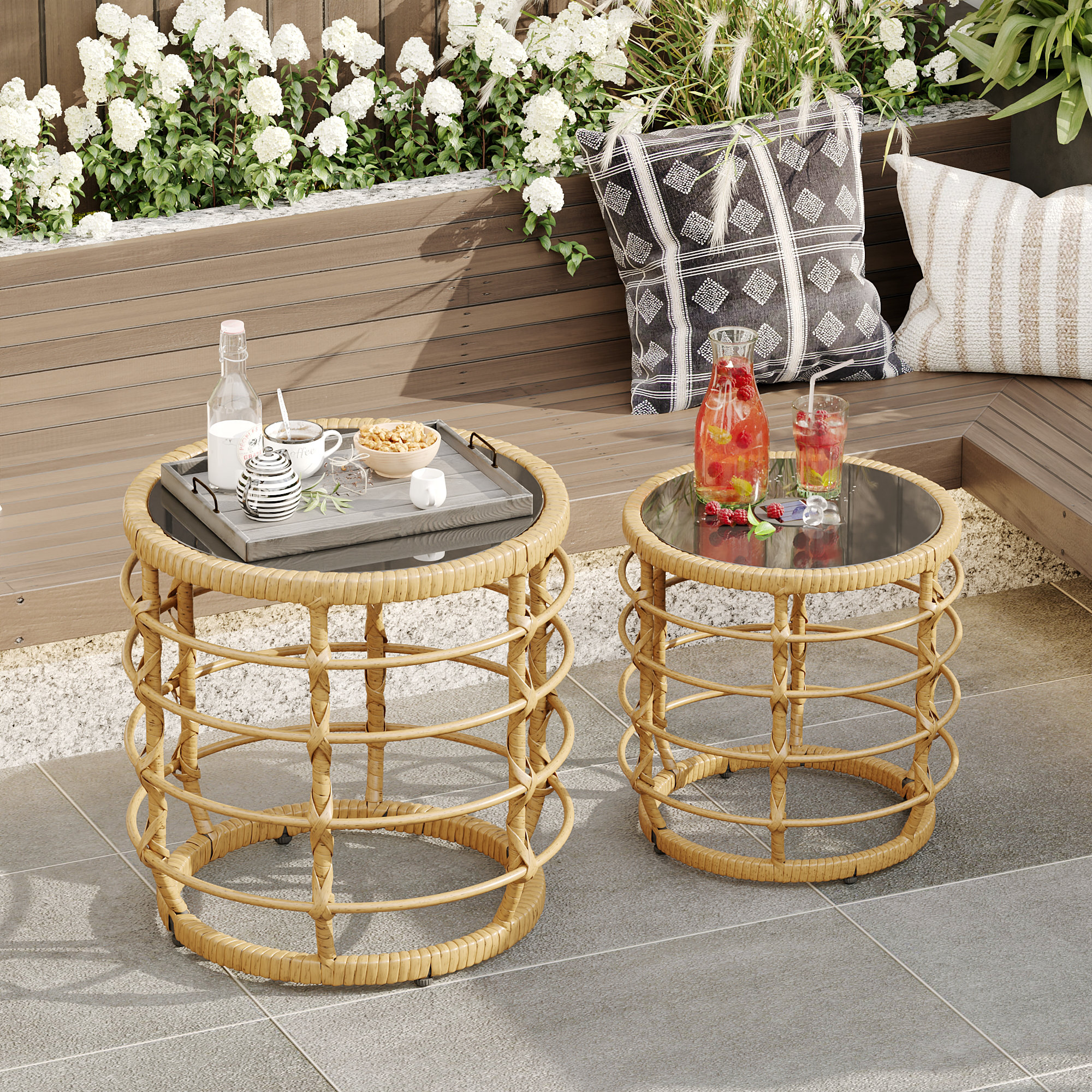 Dakota Fields Solar Nesting Tables With Built-In Lights - Set Of 2 ...