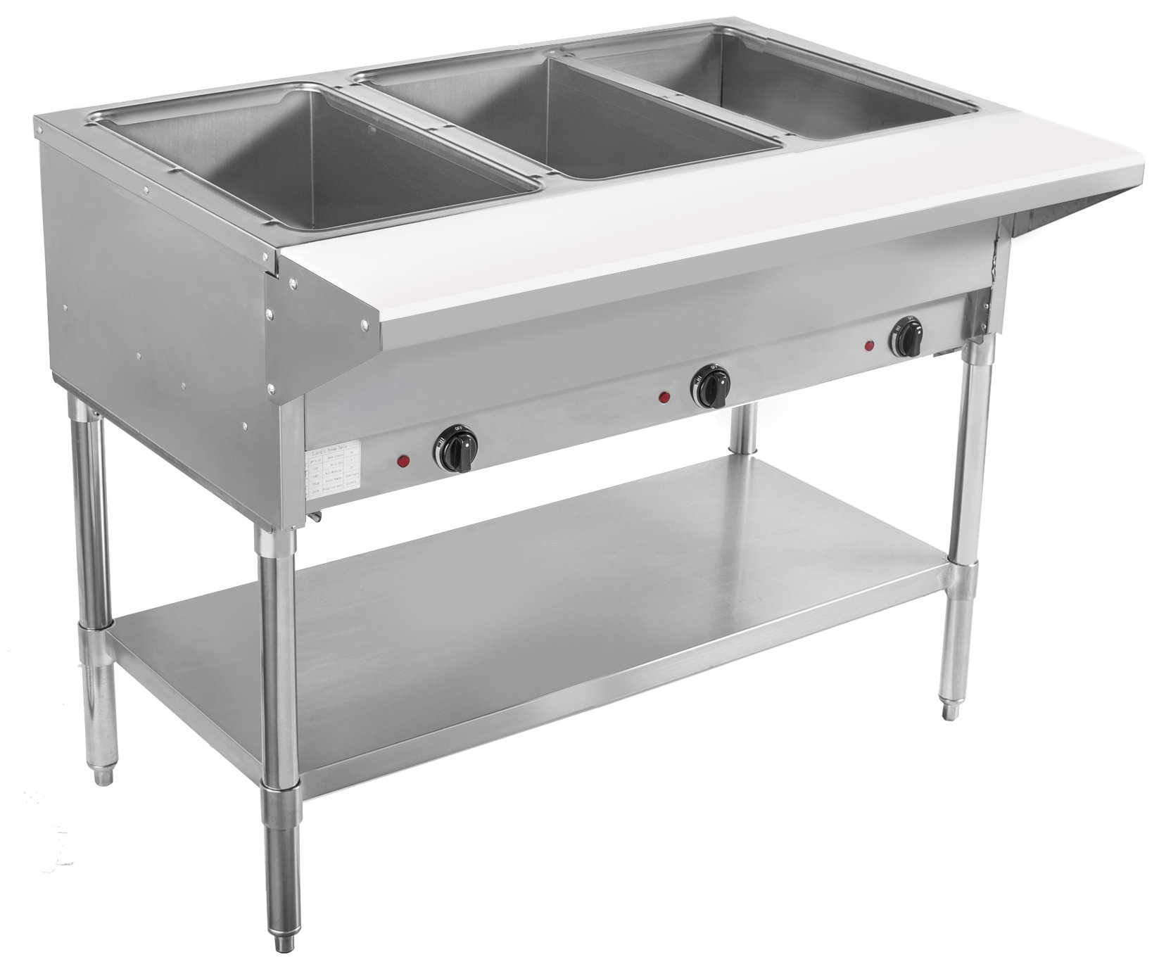 BevLes 3 Well Electric Steam Table, 230V, in Silver | Wayfair