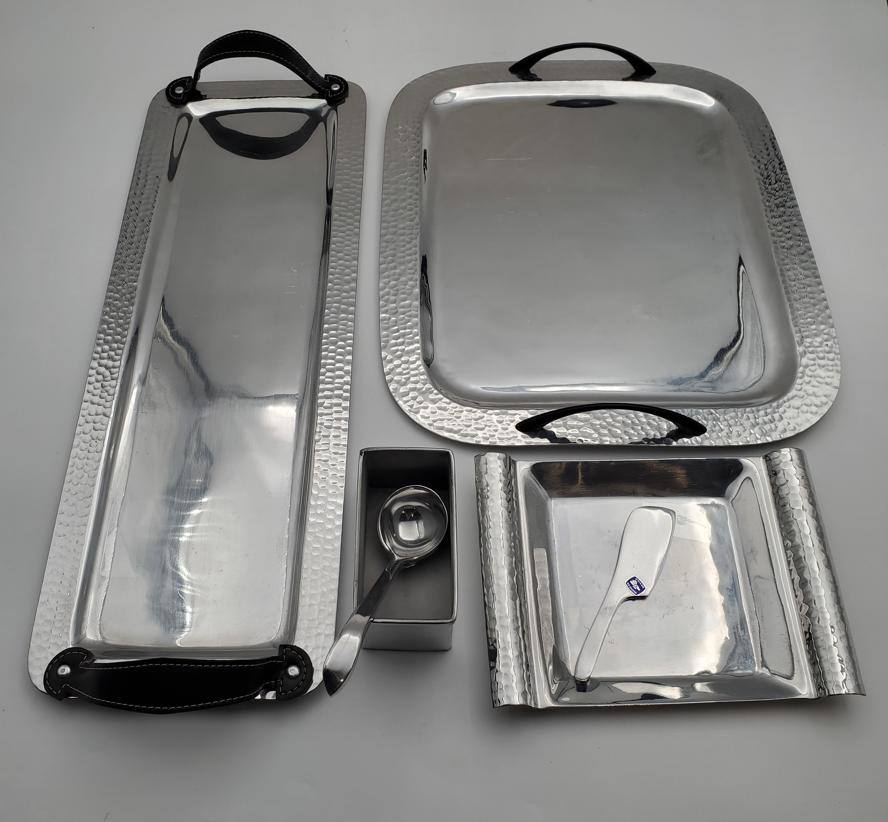 Unique MX 6Pc Pewter Serving Tray Set W/ Cheese & Salsa Utensils ...