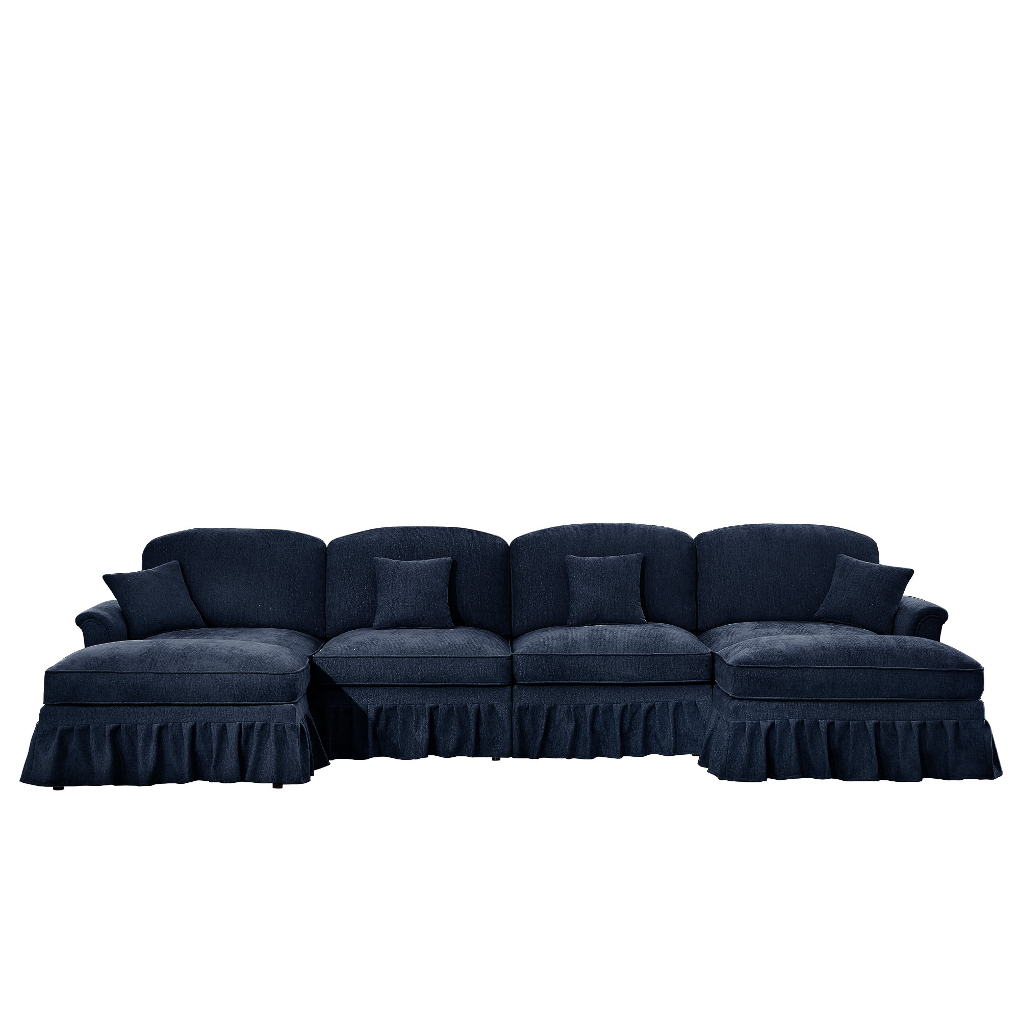 Canora Grey Classic U-shaped 4-seater Modular Sectional Sofa - Blue ...