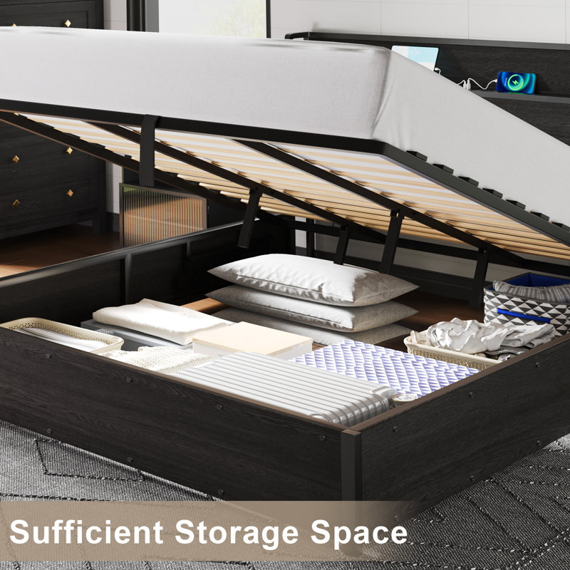 Trent Austin Design® Shila Lift Up Storage Bed Frame & Charging Station ...