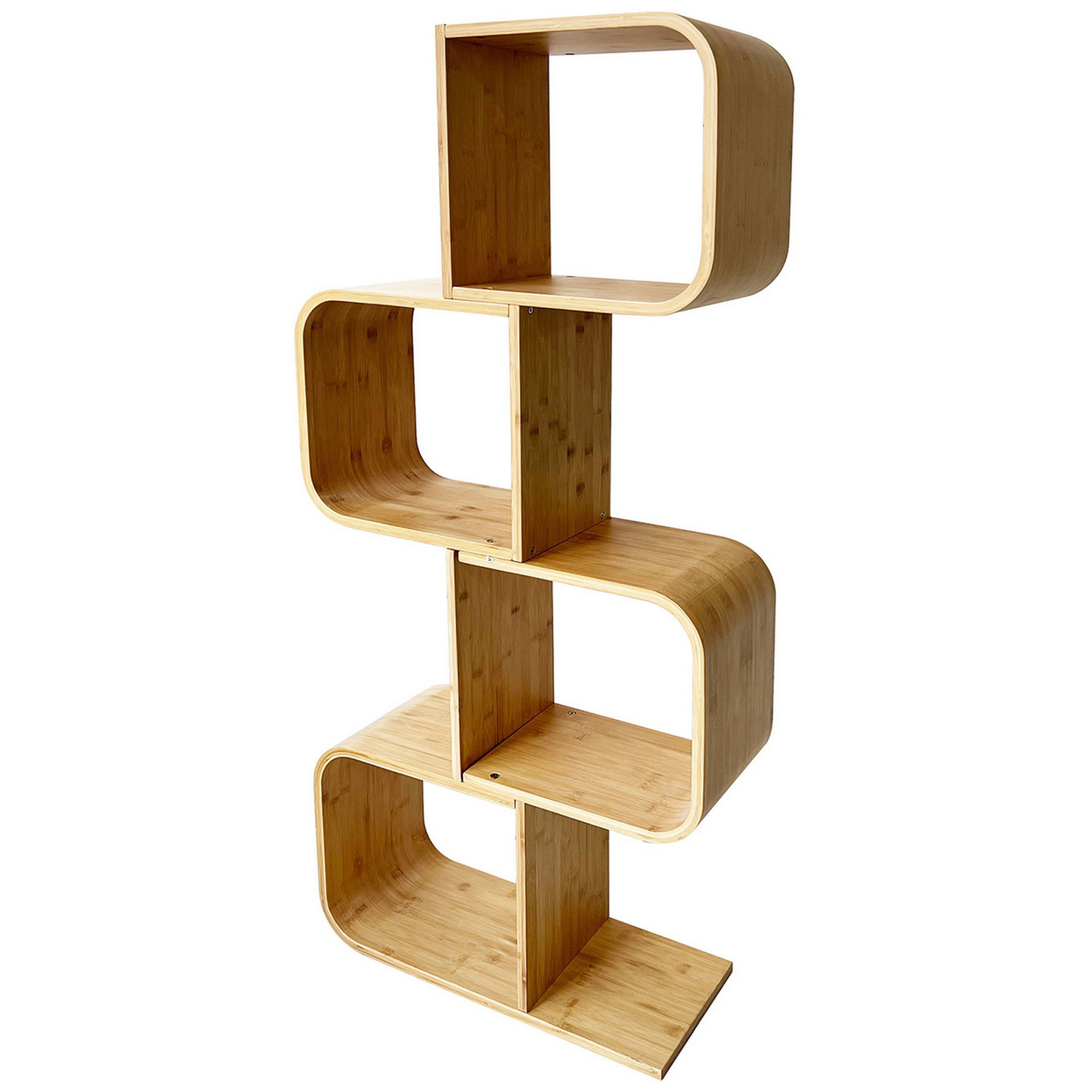 Benjara Tima Accent Bookshelf, 52 Inch Tall Storage, Walnut Brown ...