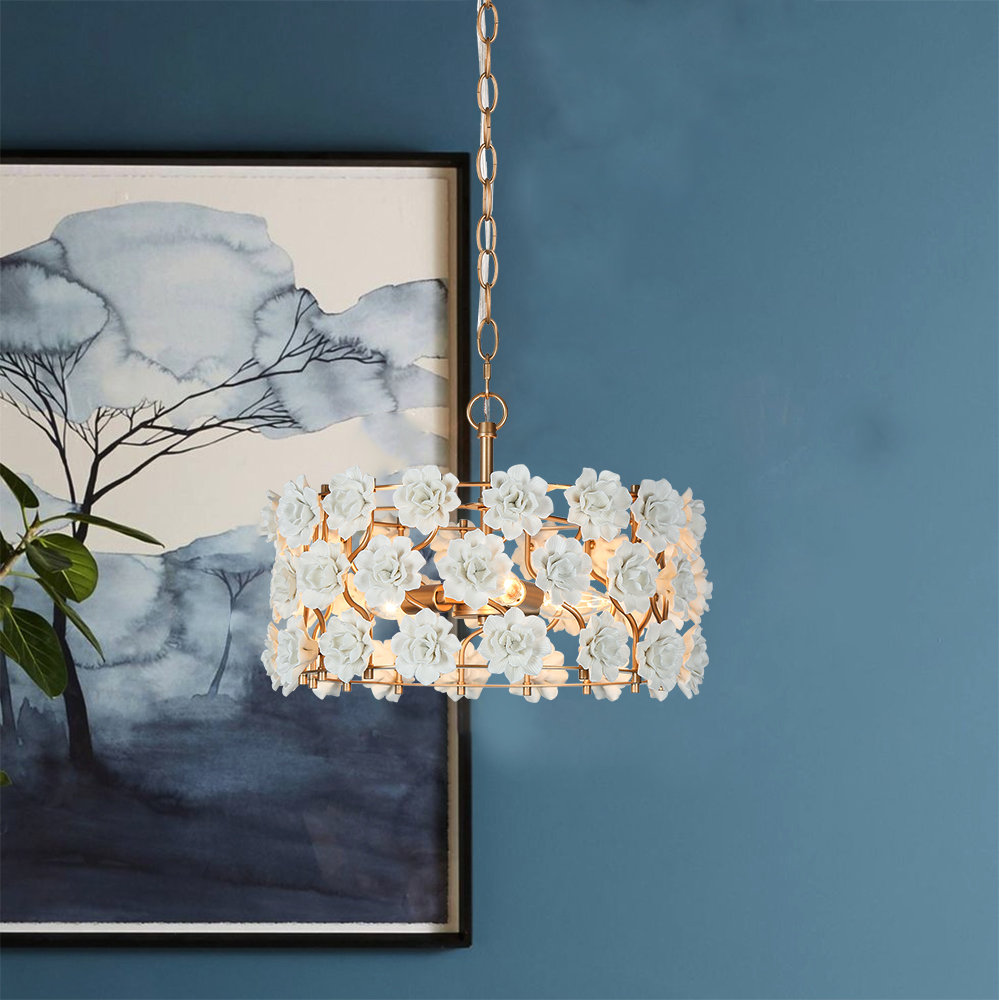 House of Hampton Corbel 3 - Light Unique / Statement Drum Chandelier ...