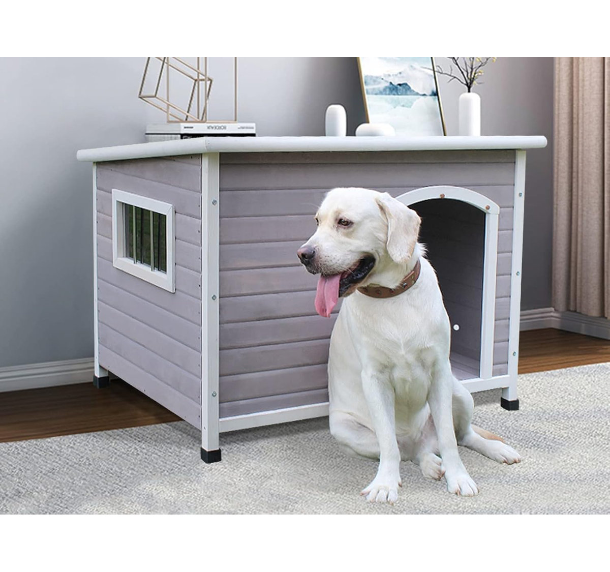 Tucker Murphy Pet™ 40" Wooden Outdoor Dog Houses, Waterproof Dog House ...