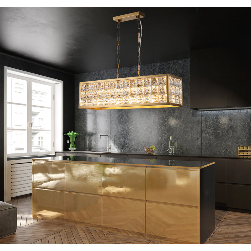 Mercer41 Adeline Mid-Century Modern Gold Faceted Crystal Linear ...