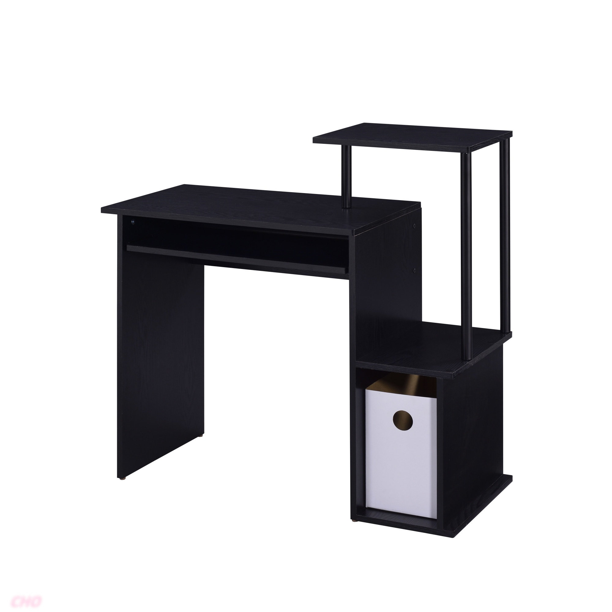 Inbox Zero Lyphre Black Finish Computer Desk, Rectangular Computer Desk ...