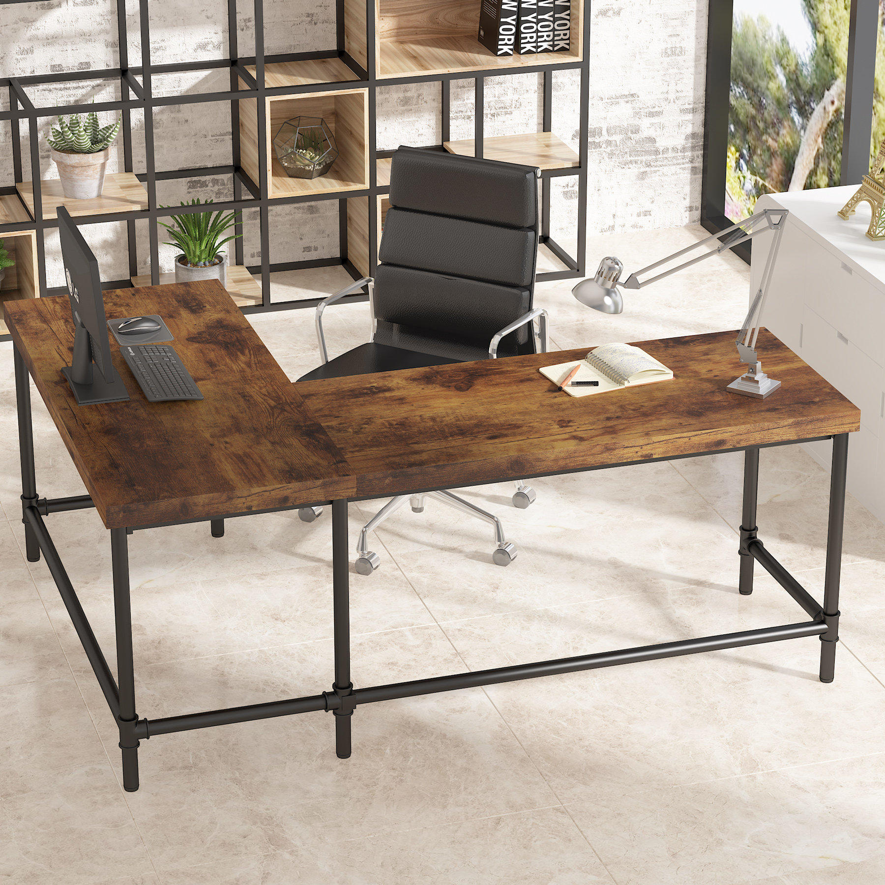 Williston Forge Tutuala L-Shaped Metal Base Computer Desk & Reviews ...