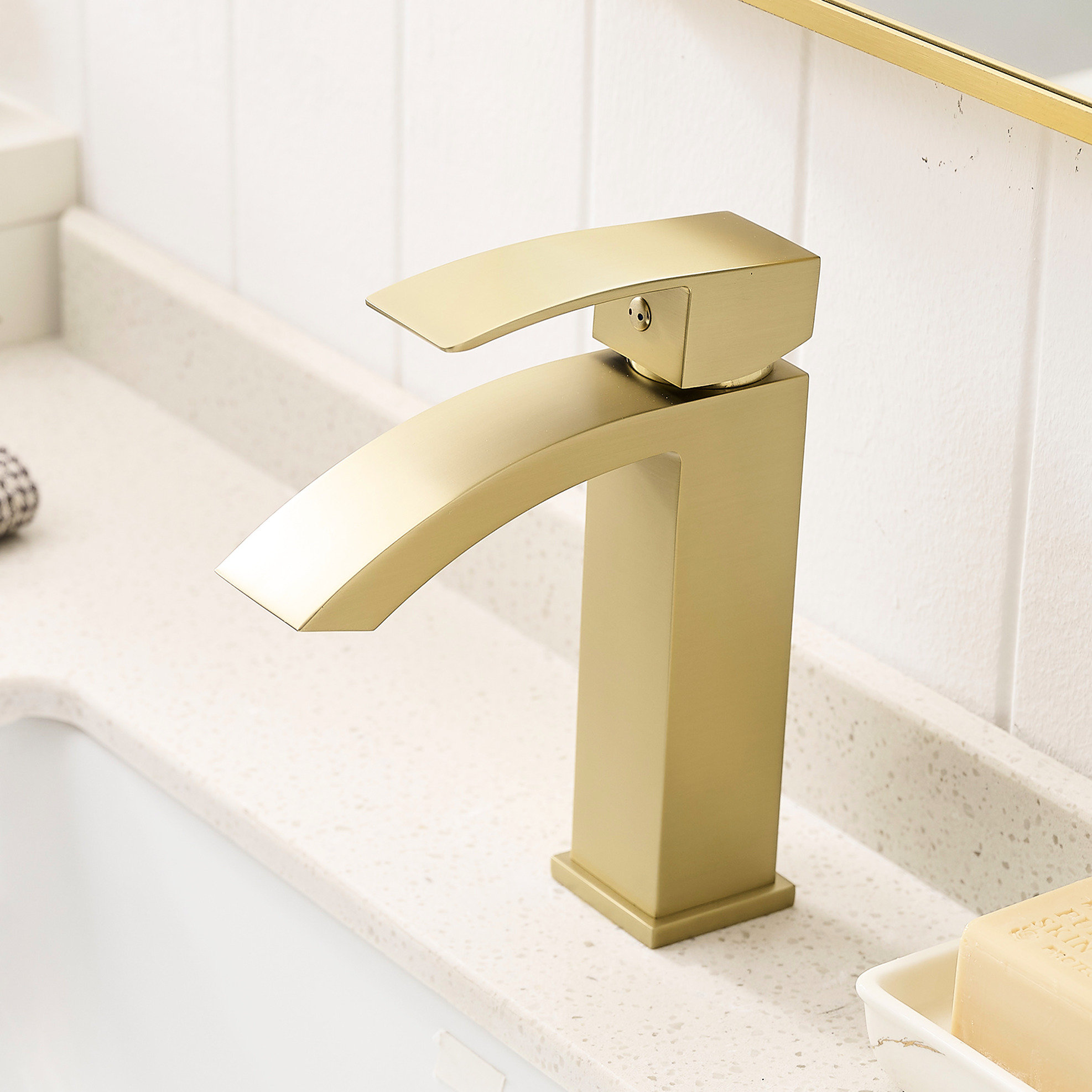 Crafted Palm Brushed Nickel Basin Faucet For Bathroom - Single Hole ...