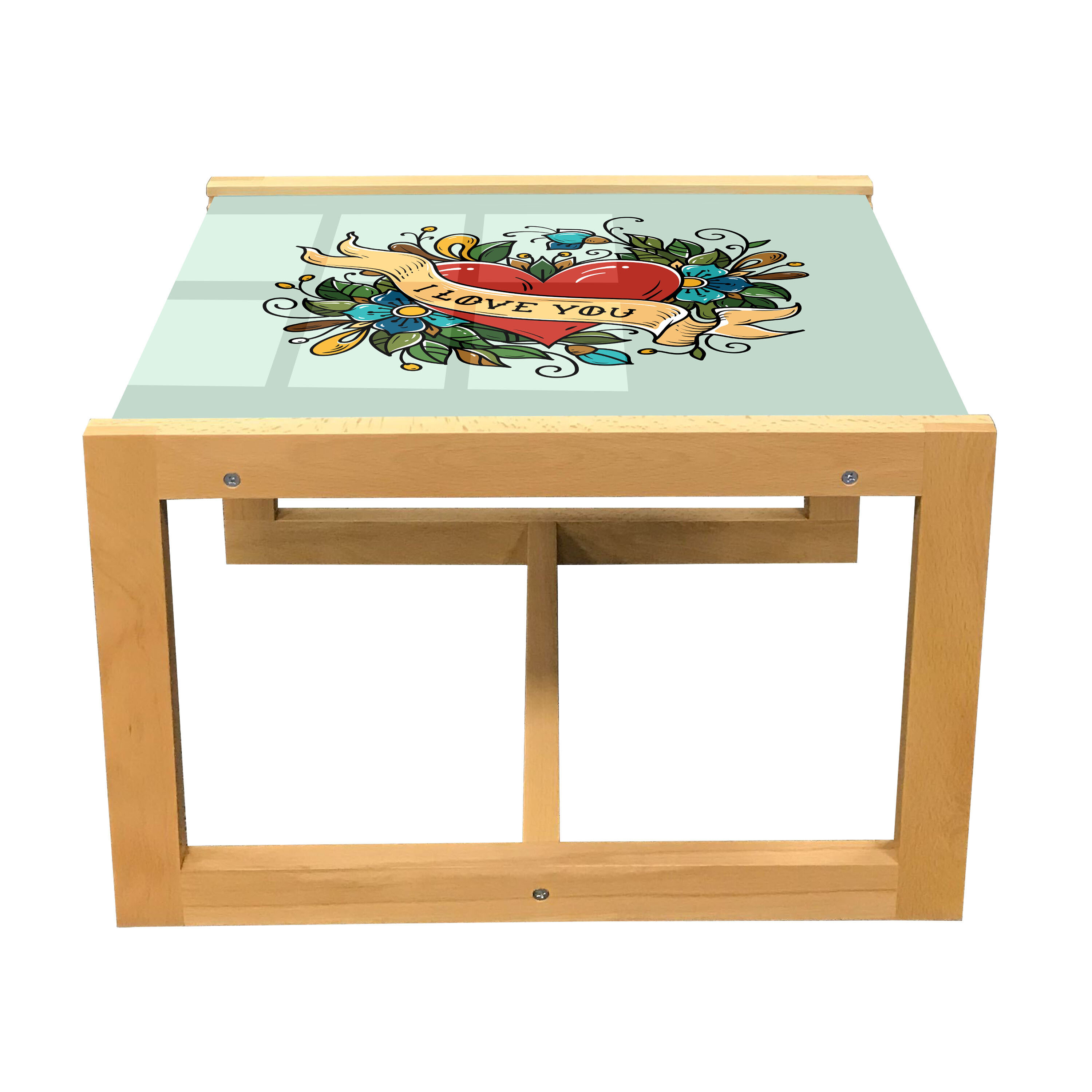 East Urban Home Retro Coffee Table, Heart With I Love You Lettering ...