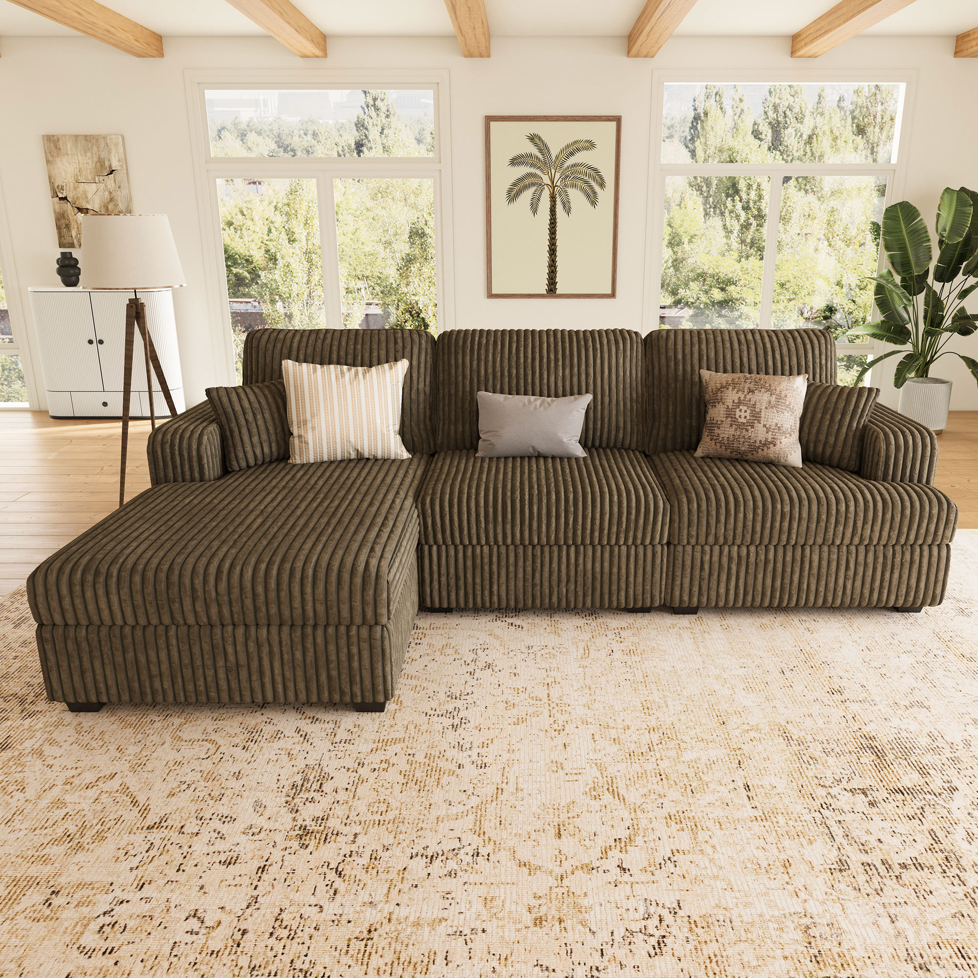 Latitude Run® Bianca L-Shape 3 Seats Modular Sofa Memory Foam Sectional ...