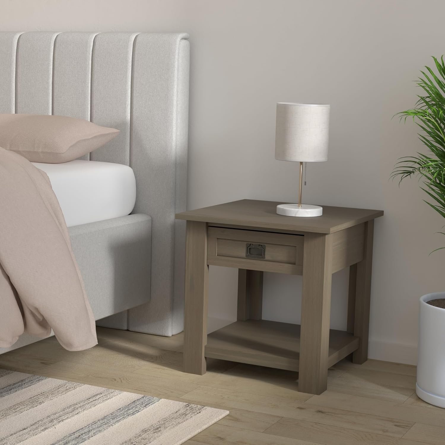 17 Stories SOLID ACACIA WOOD 22 Inch Wide Square Rustic End Table In ...