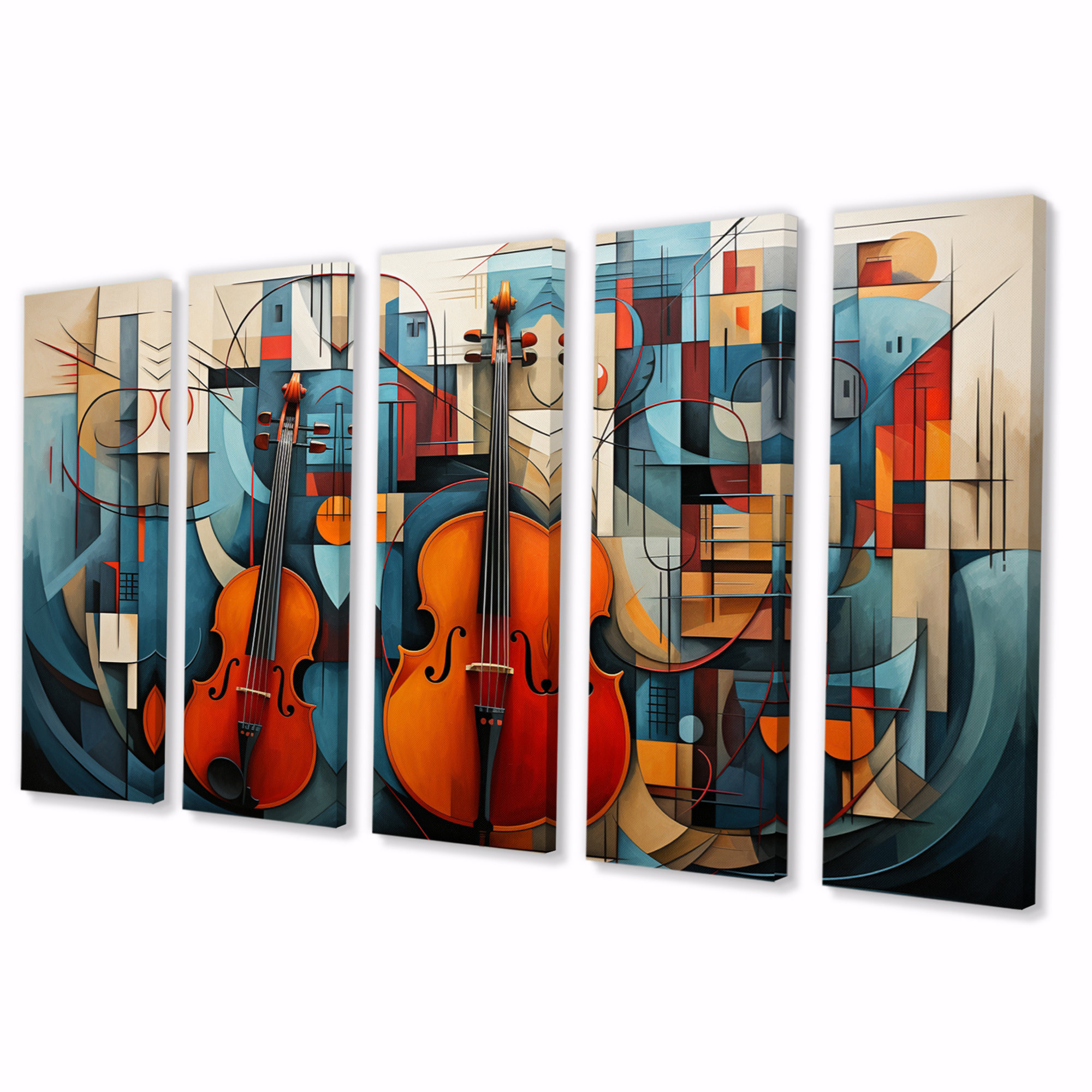 Design Art Cubism Music Forms I - Cubism Canvas Art Print - 5 Equal ...
