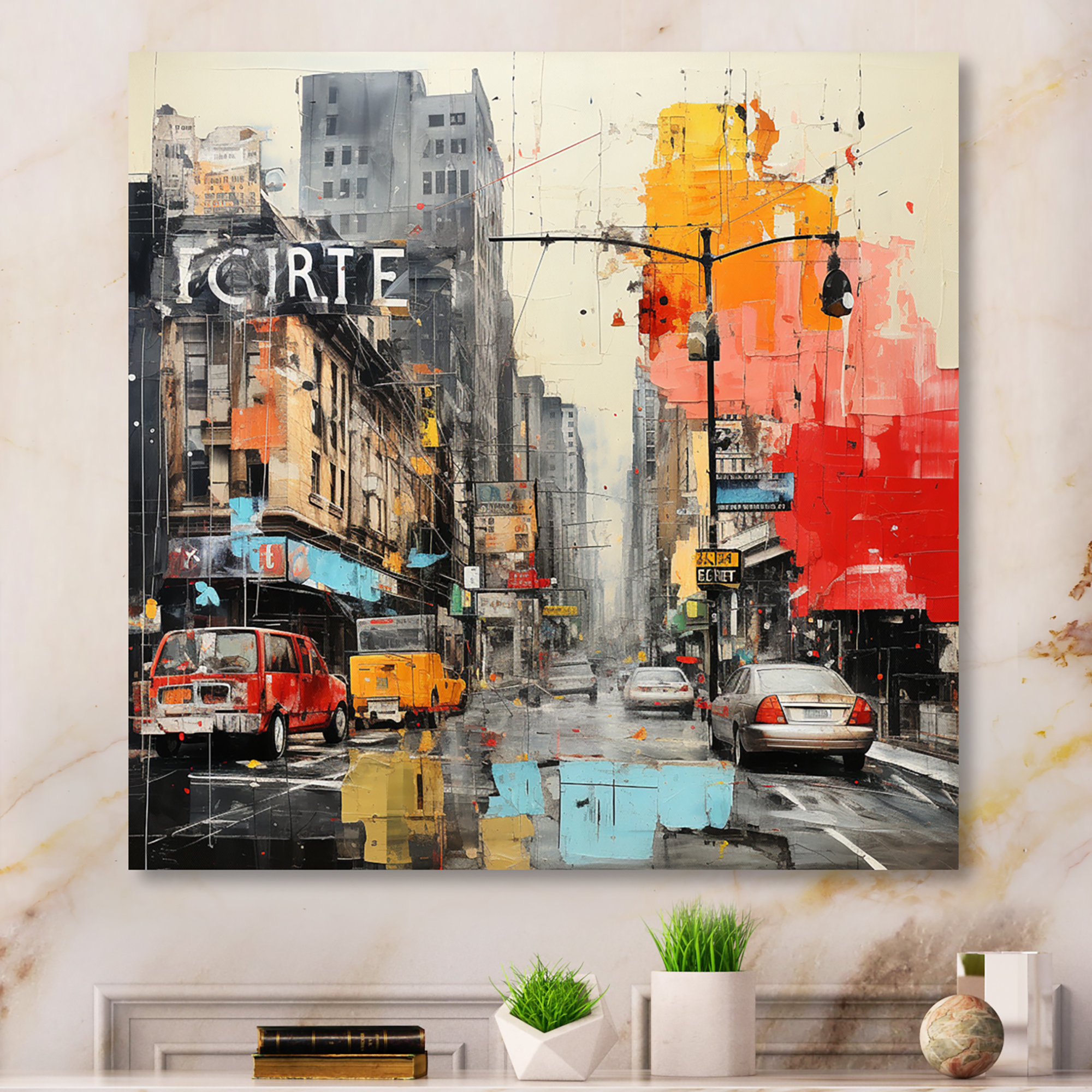 Ebern Designs Urban Collage II - Abstract Collages Metal Wall Decor ...