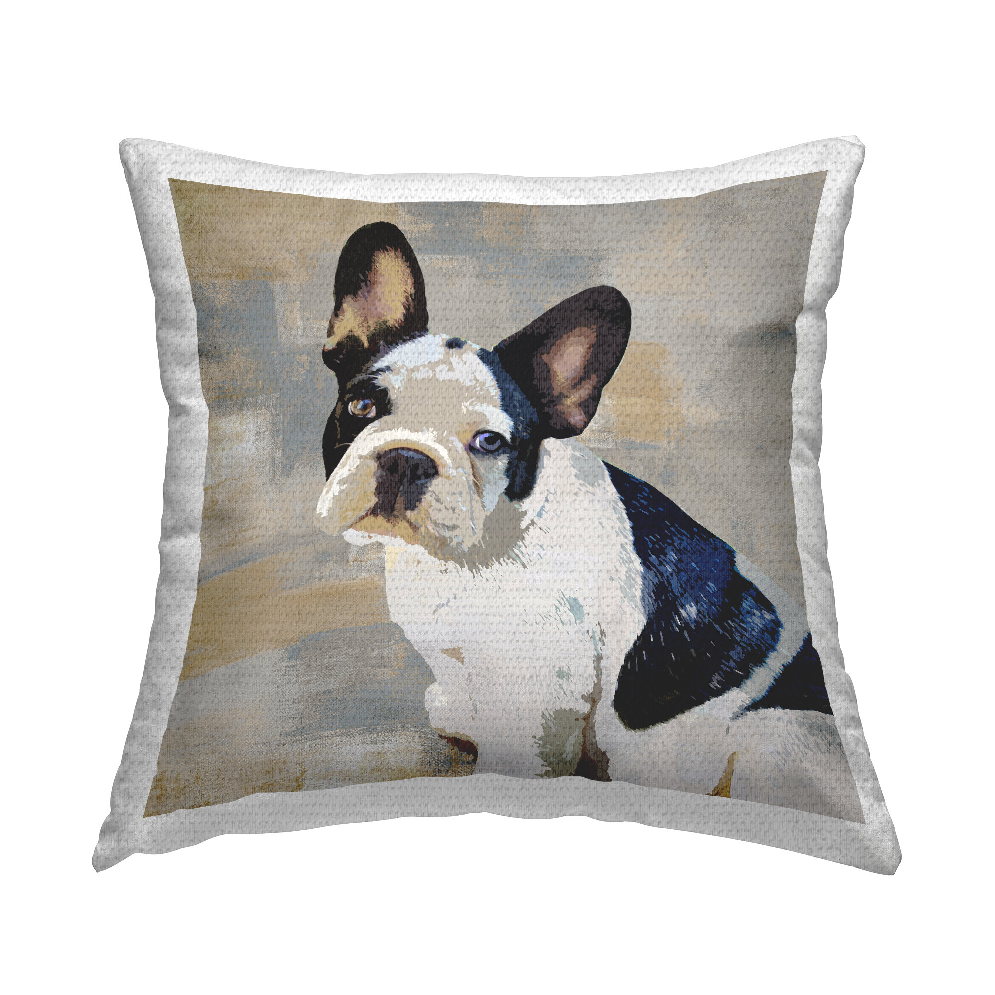 Stupell Industries French Bulldog Dog Grey Beige Neutral Patchwork ...
