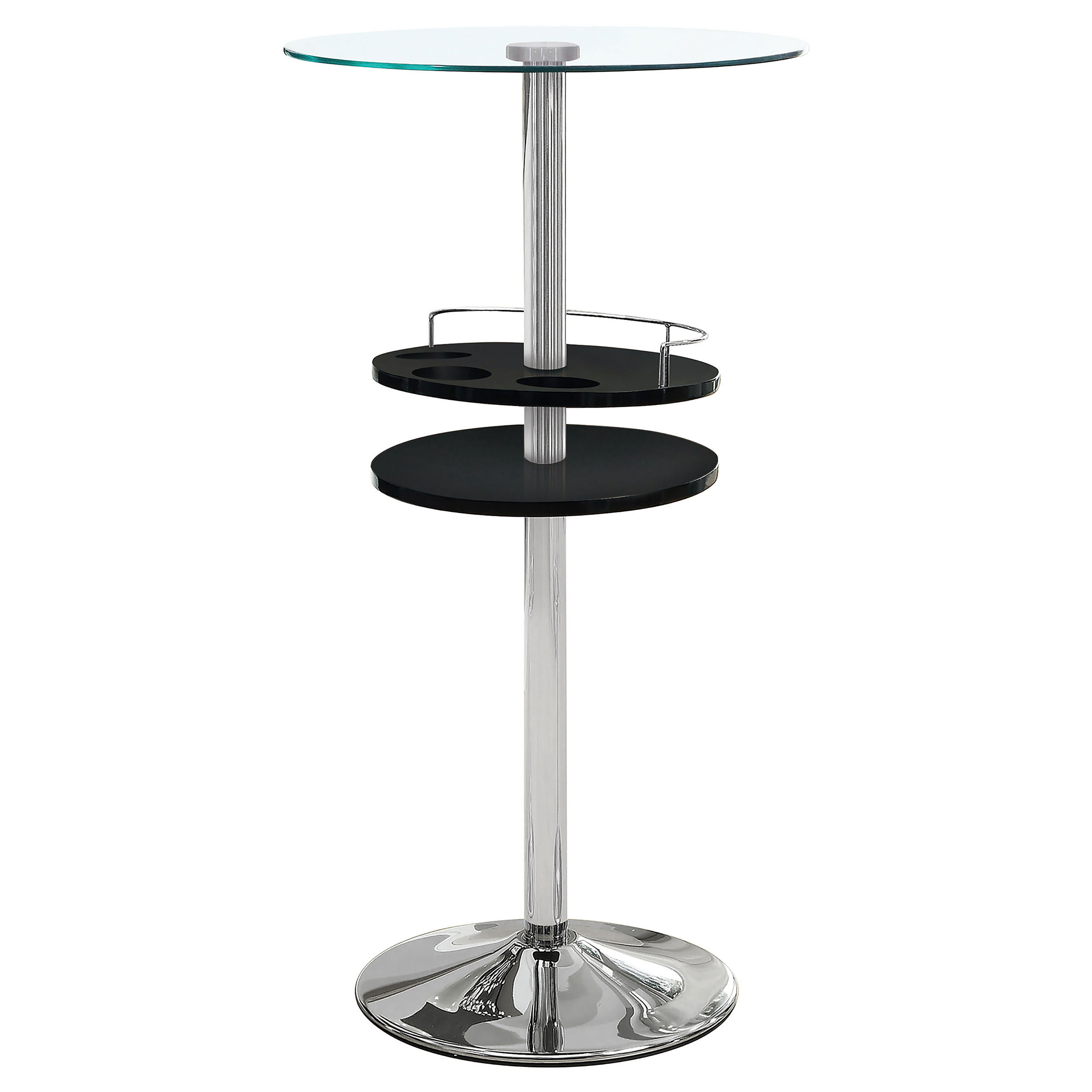 Ivy Bronx Gianella Round 24-Inch Glass Top Bistro Bar Table Chrome ...