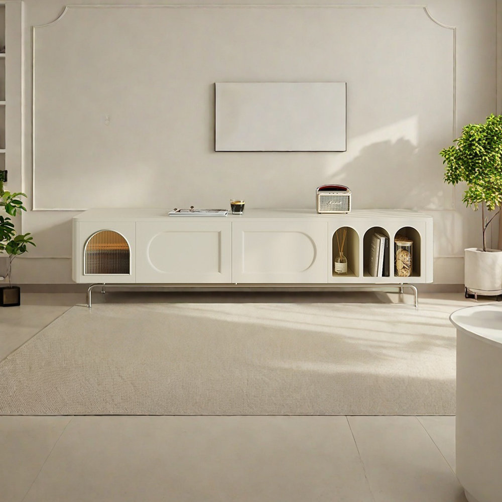 The Invincibles home Modern Cream TV Stand Storage Piano Finish | Wayfair