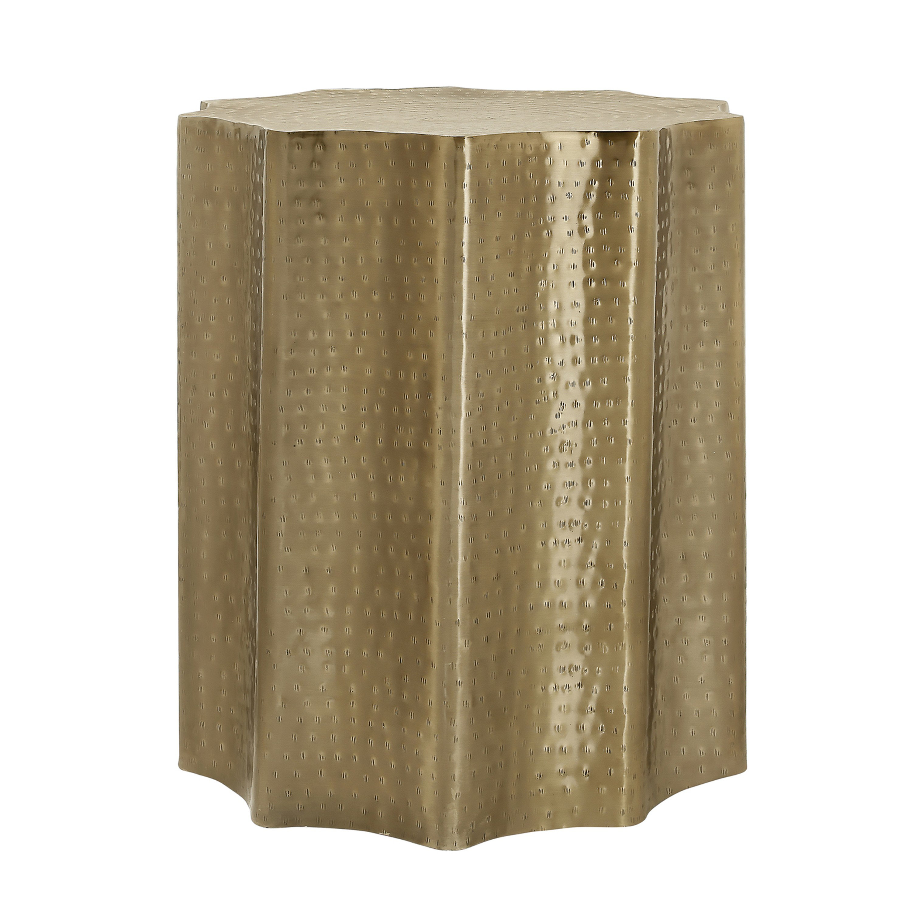 Benjara Bovi Accent Side Table, 20 Inch Scalloped Shape, Metal | Wayfair