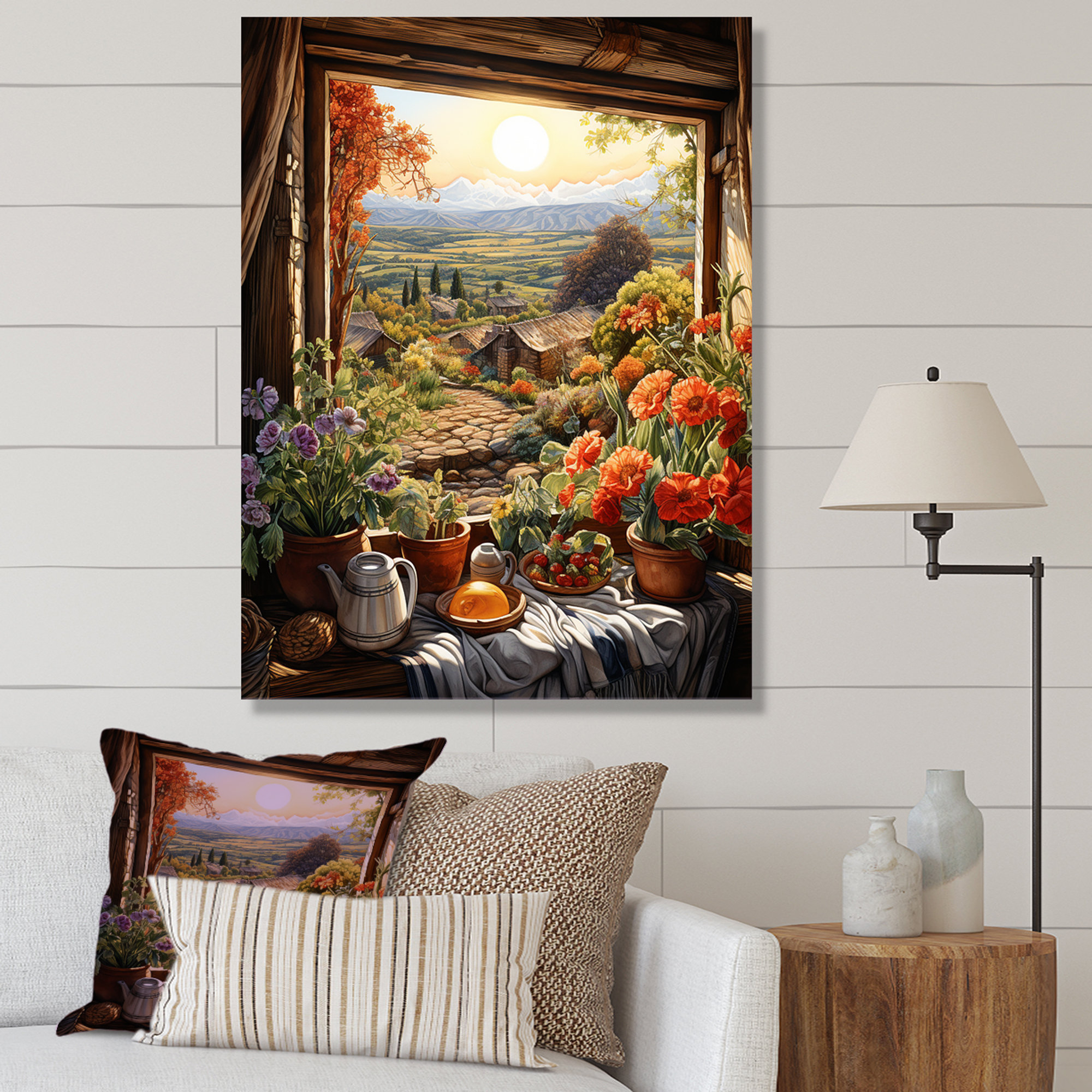 August Grove® Brown Farmhouse Window Blooms In Summer III - Farmhouse ...