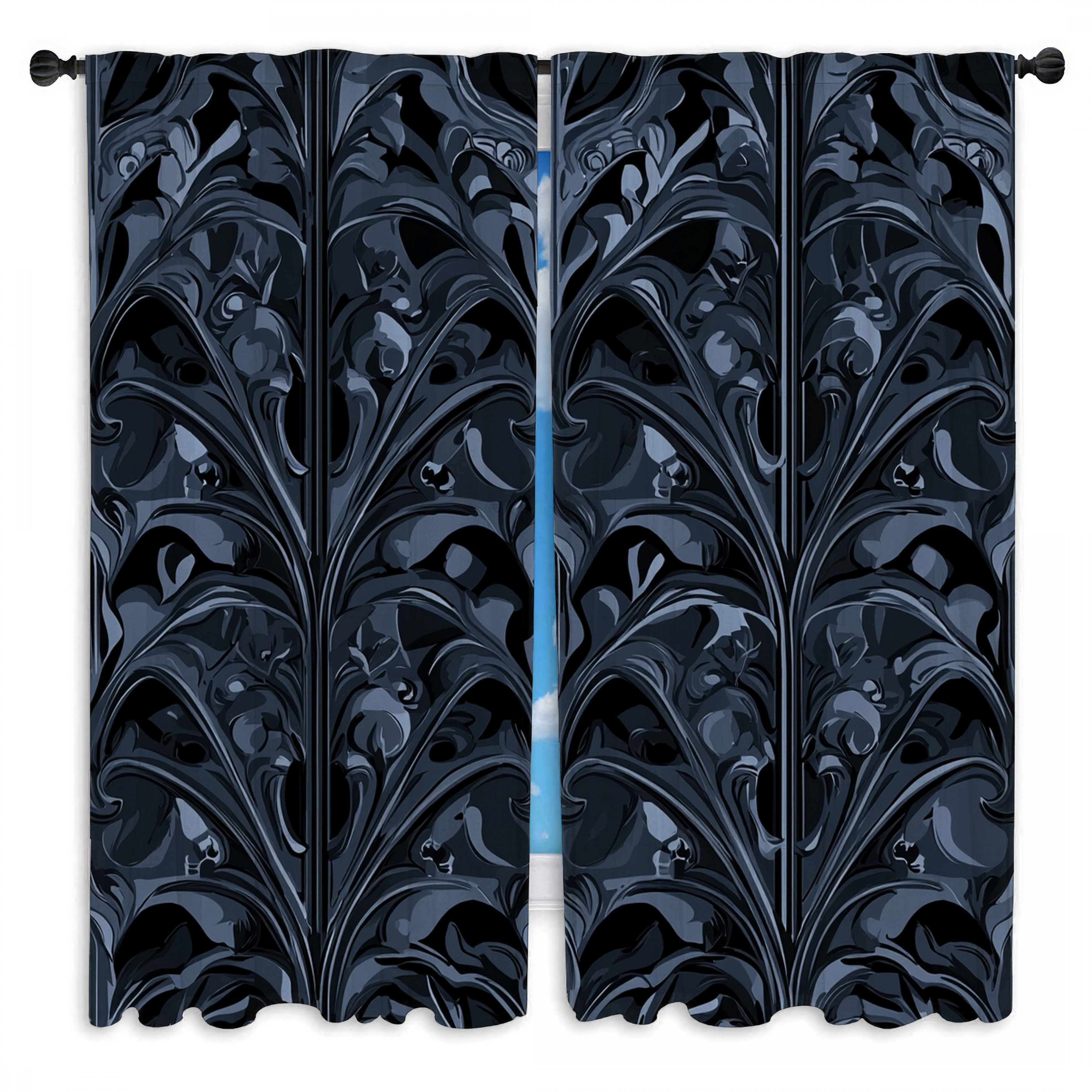 Dakota Fields Ornate Design Window Curtains Aesthetic Gothic Drapes - 2 ...