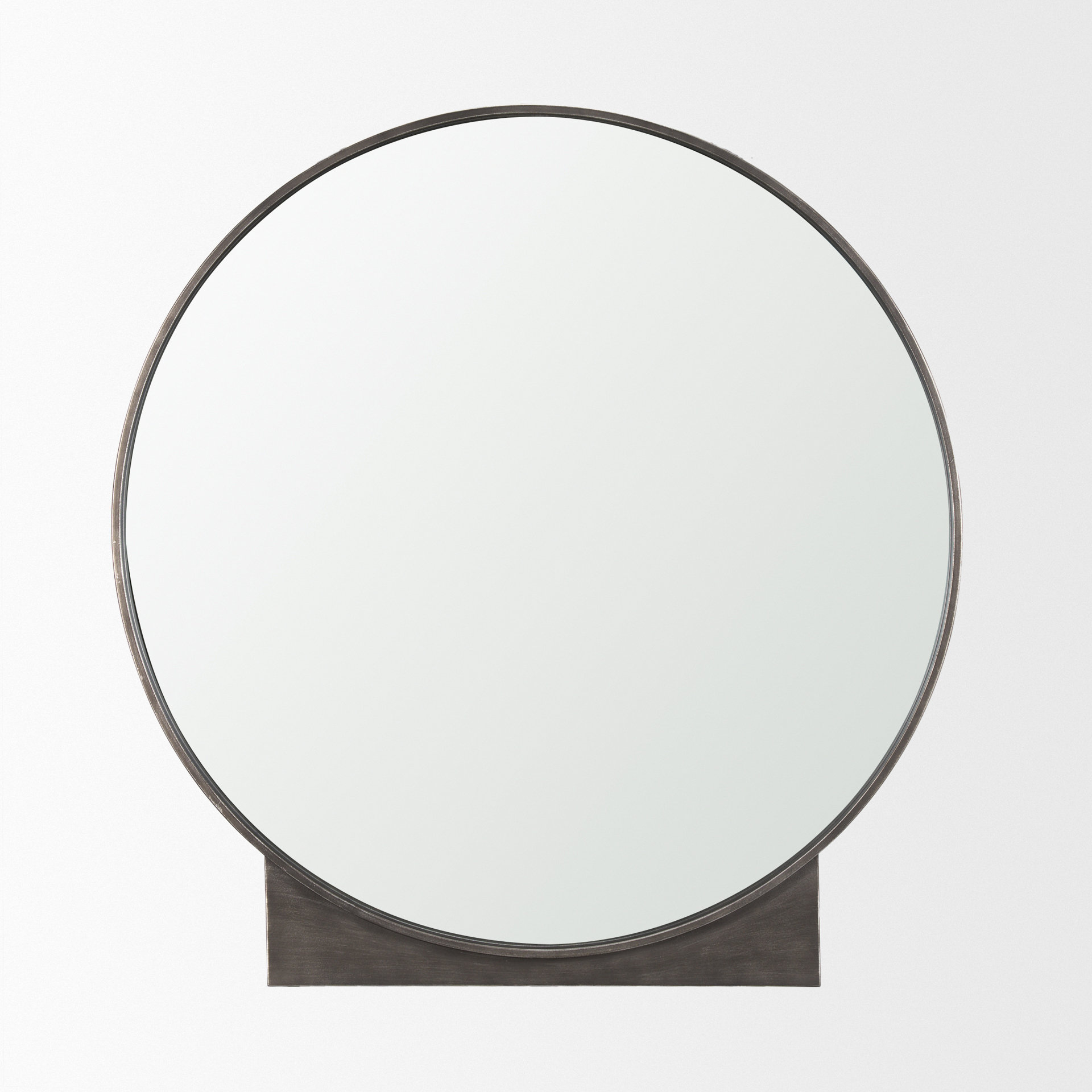 Latitude Run® Meiners Round Gunmetal W/ Textured Metal Frame Wall ...