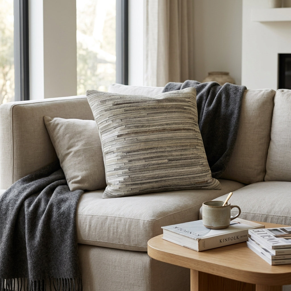 Noori Rug Square Strip Leather Pillow Cover & Insert & Reviews | Wayfair