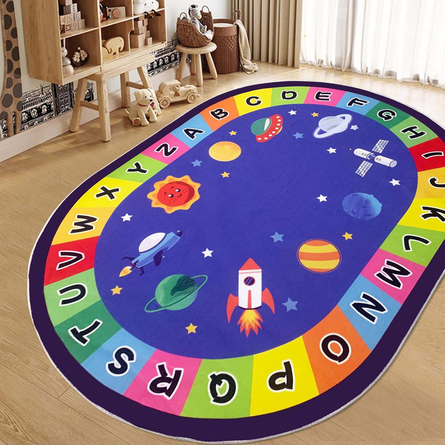 Hokku Designs Large Oval Educational Kids Rug Carpet 6X9,ABC Alphabet ...