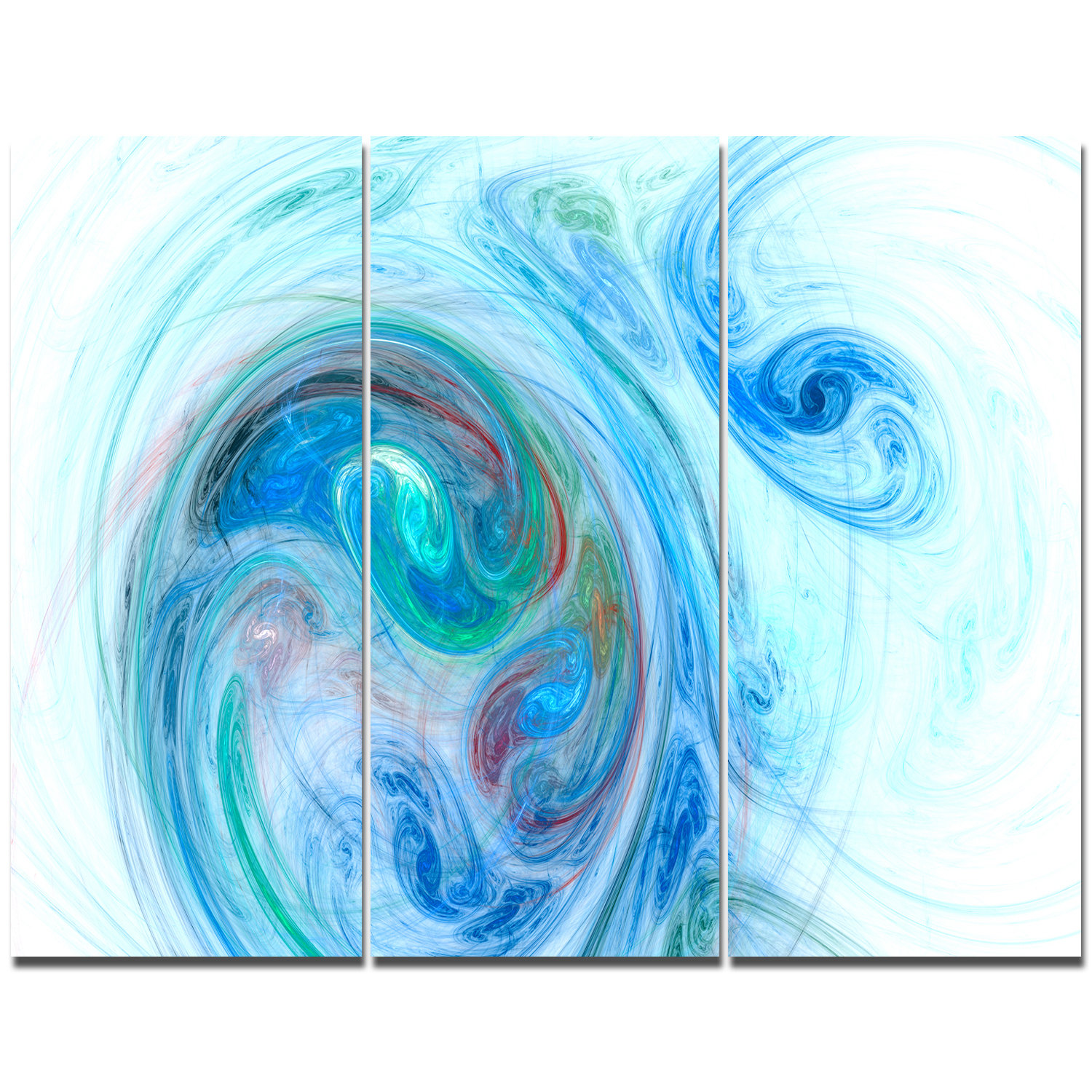 DesignArt " Light Blue Fractal Illustration " 3 - Pieces | Wayfair