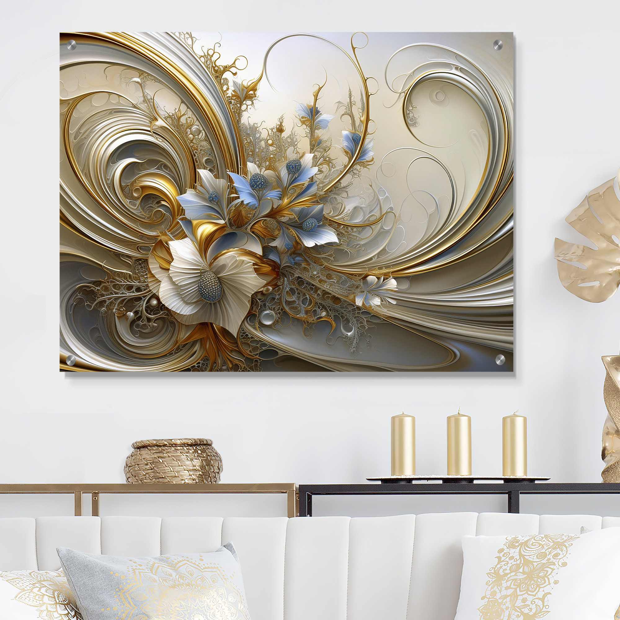 House of Hampton Tender Light Blue Floral Whirling Spiral I - Abstract Spirals Acrylic Wall Art ...