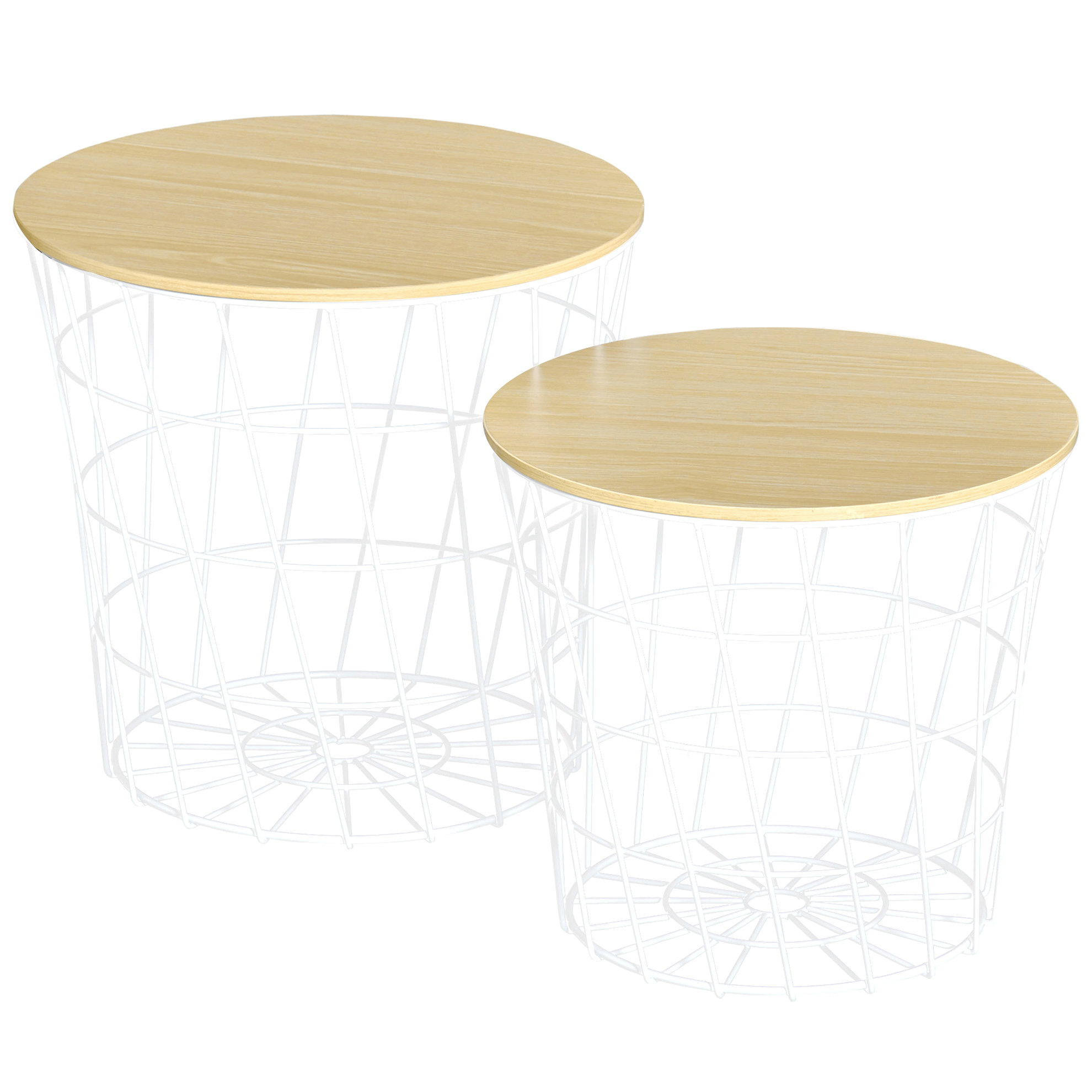 17 Stories HOMCOM End Tables Set Of 2, Nesting Tables With Storage ...