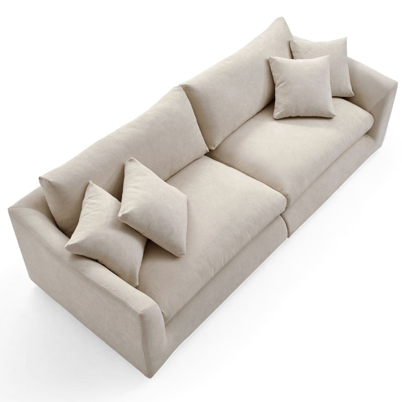 Hokku Designs Datrick Contemporary Feathers Sofa with Eucalyptus Wood ...
